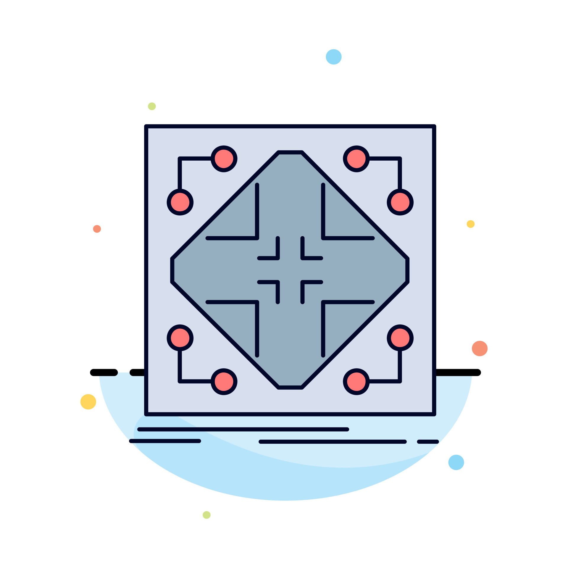 Data Infrastructure Network Matrix Grid Flat Color Icon Vector 19118840