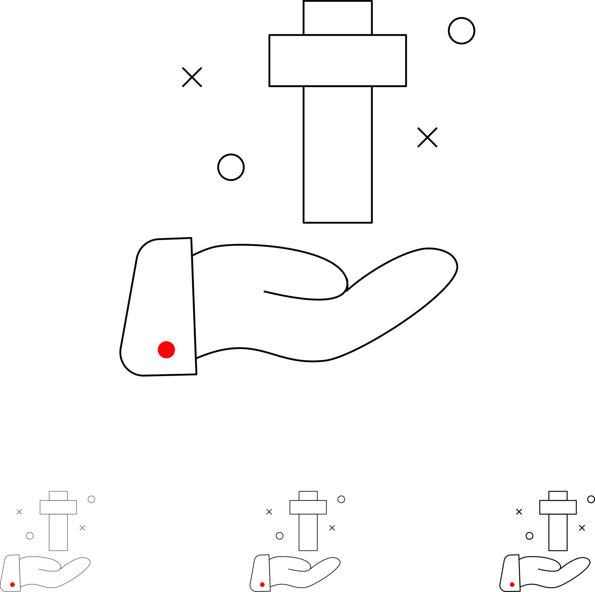 Hand Celebration Christian Cross Easter Bold And Thin Black Line Icon Set 19119524 Vector Art At