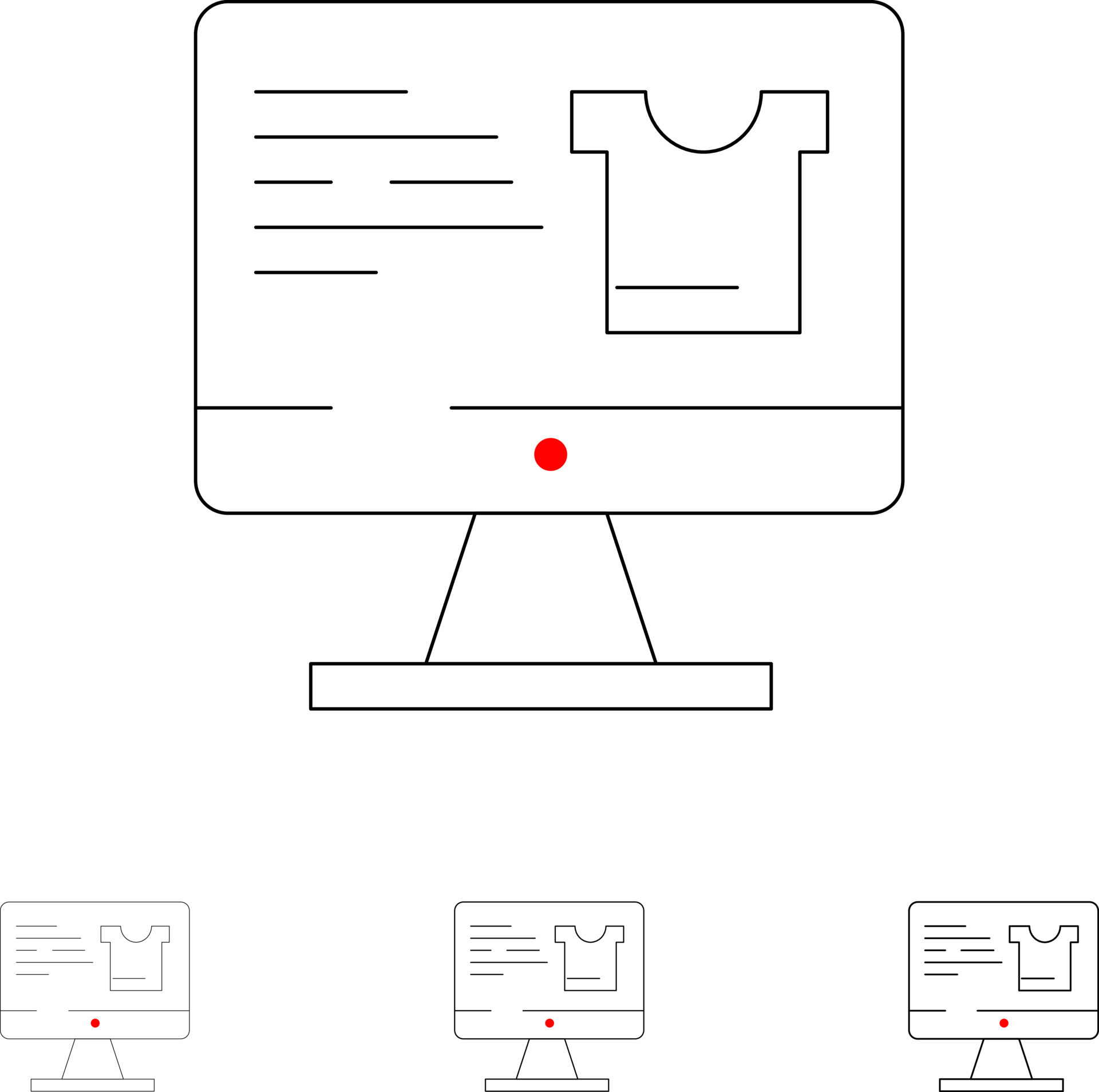 Computer Screen Monitor Shopping Bold And Thin Black Line Icon Set 19120261 Vector Art At Vecteezy