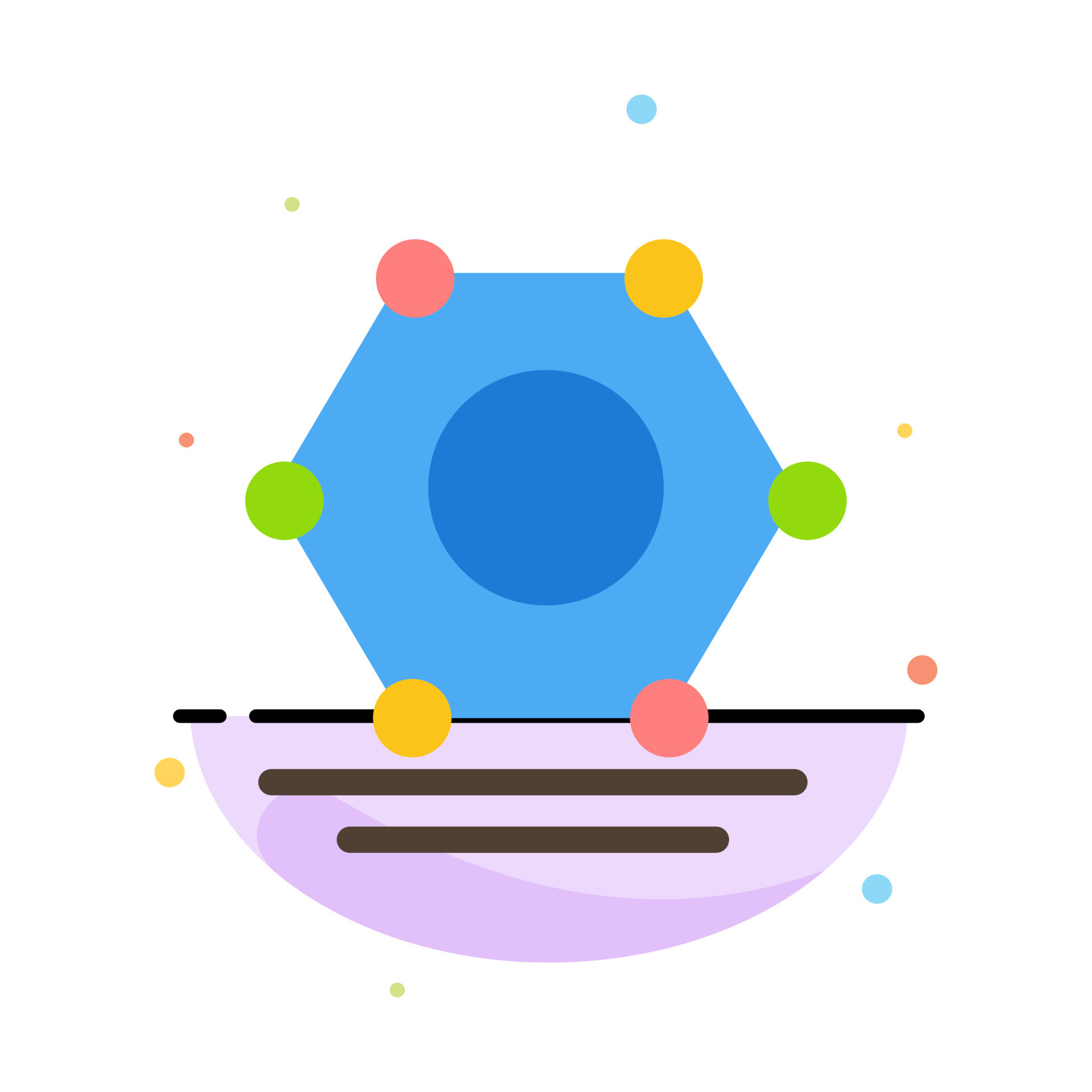 Digital Network Super Connected Abstract Flat Color Icon Template