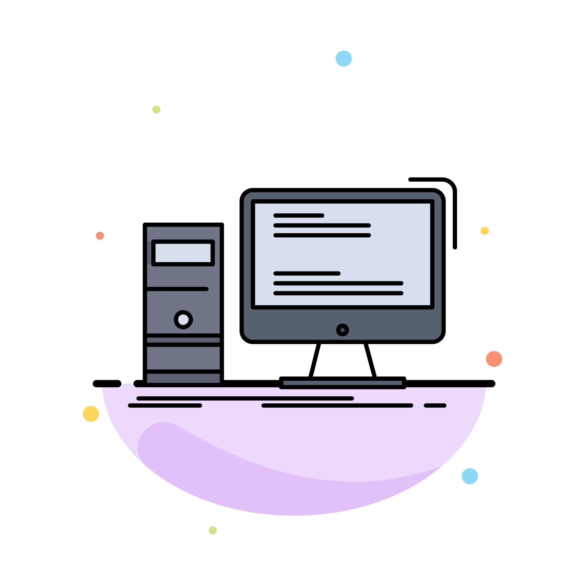 Computer Desktop Gaming Pc Personal Flat Color Icon Vector 19120786