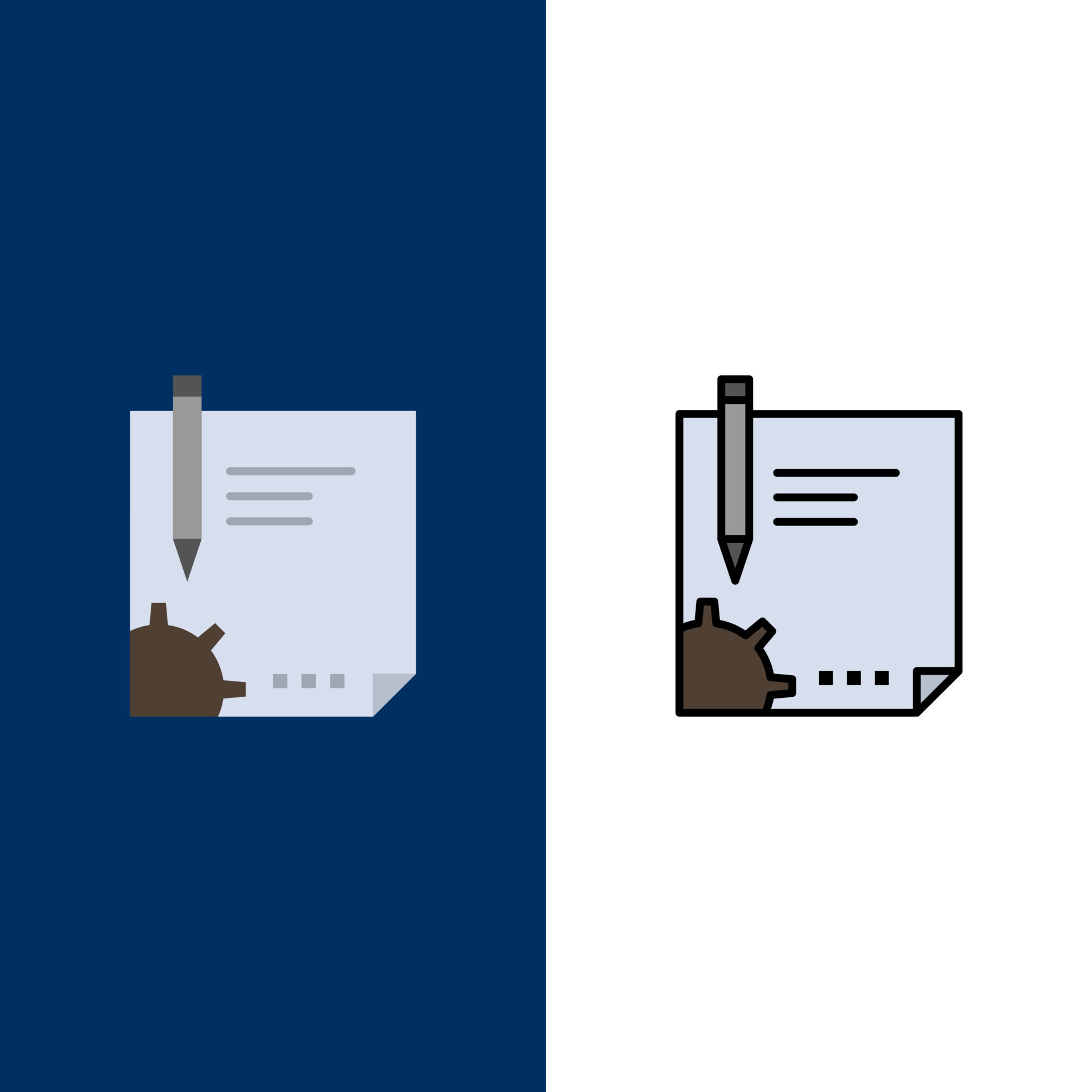 Contract Document File Page Paper Sign Signing Icons Flat And Line Filled Icon Set Vector Blue