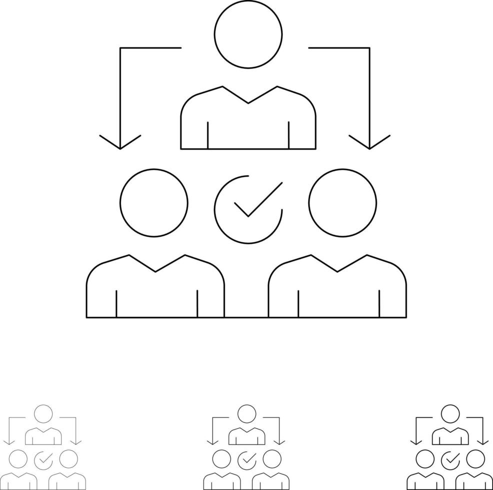 Assignment Delegate Delegating Distribution Bold And Thin Black Line Icon Set 19121785 Vector