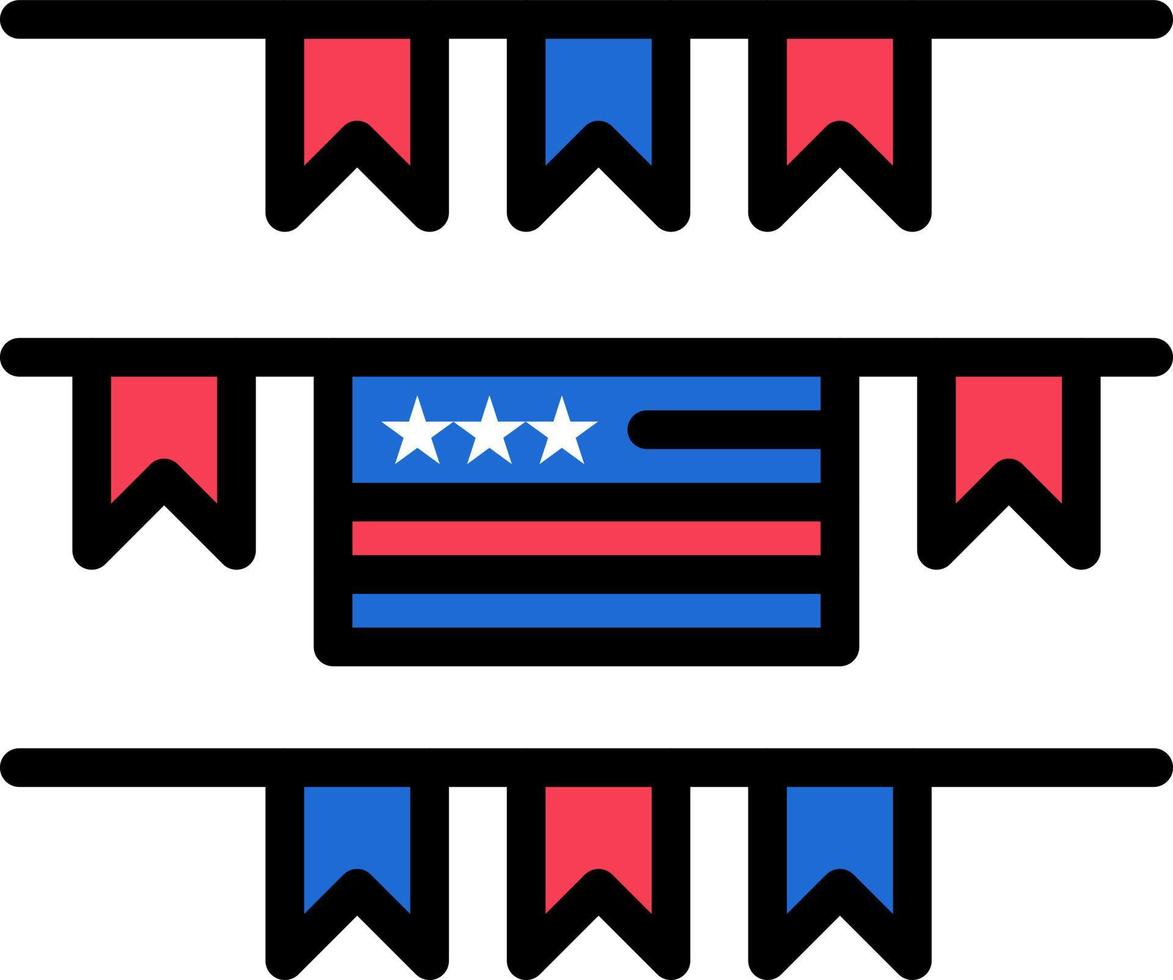 Buntings Party Decoration American Flat Color Icon Vector Icon Banner