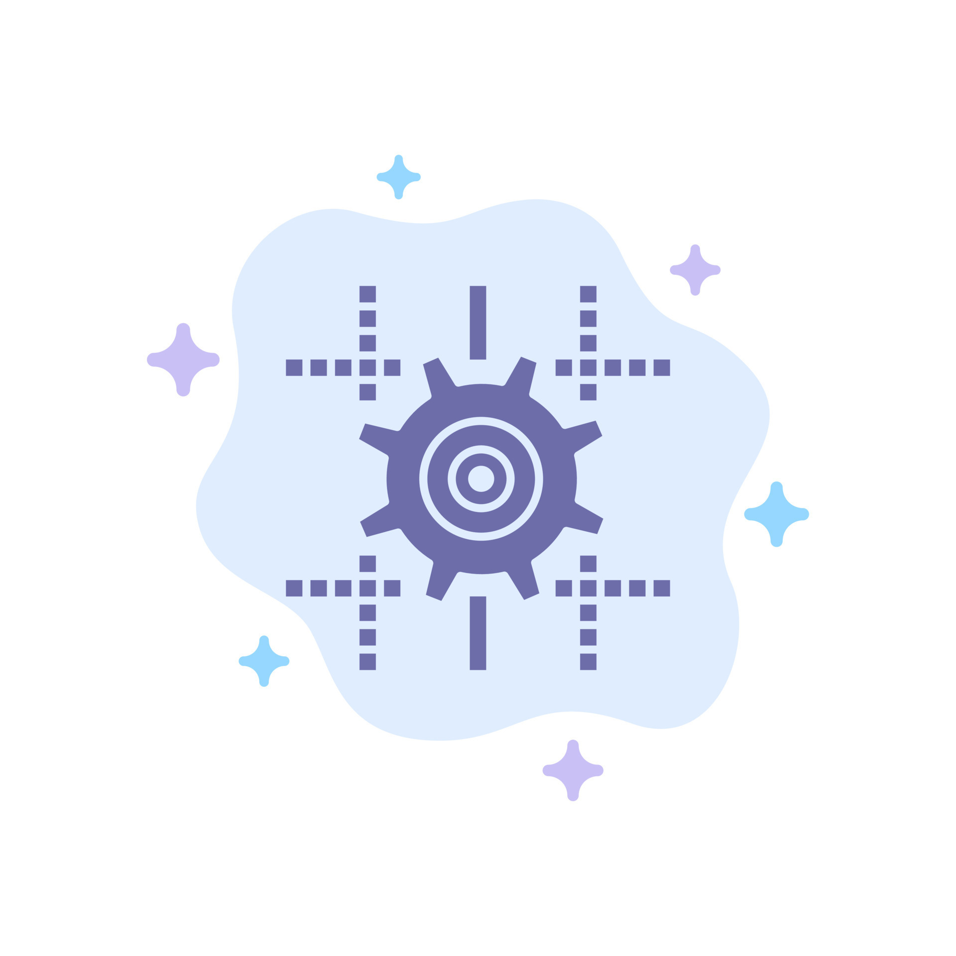 Setting Gear Computing Line Blue Icon On Abstract Cloud Background