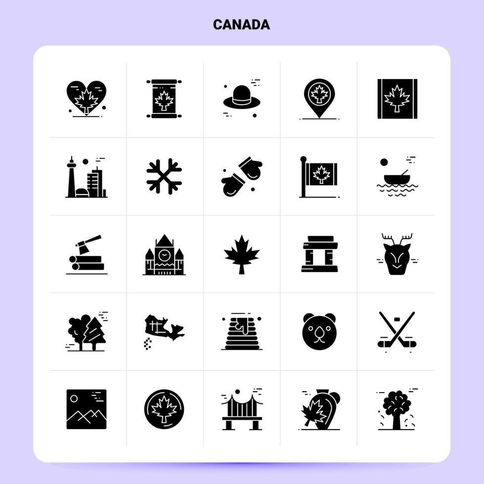 Solid 25 Canada Icon Set Vector Glyph Style Design Black Icons Set Web And Mobile Business Ideas