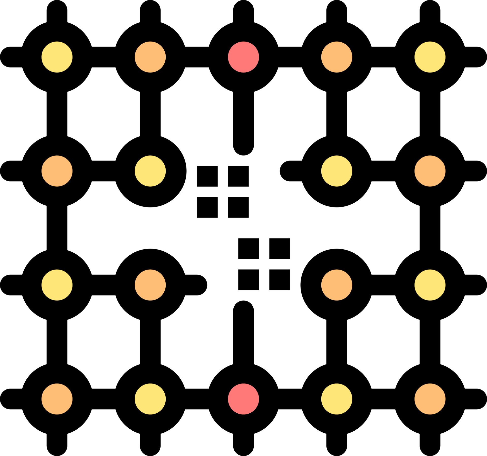 Chip Connection Electricity Grid Material Flat Color Icon Vector Icon