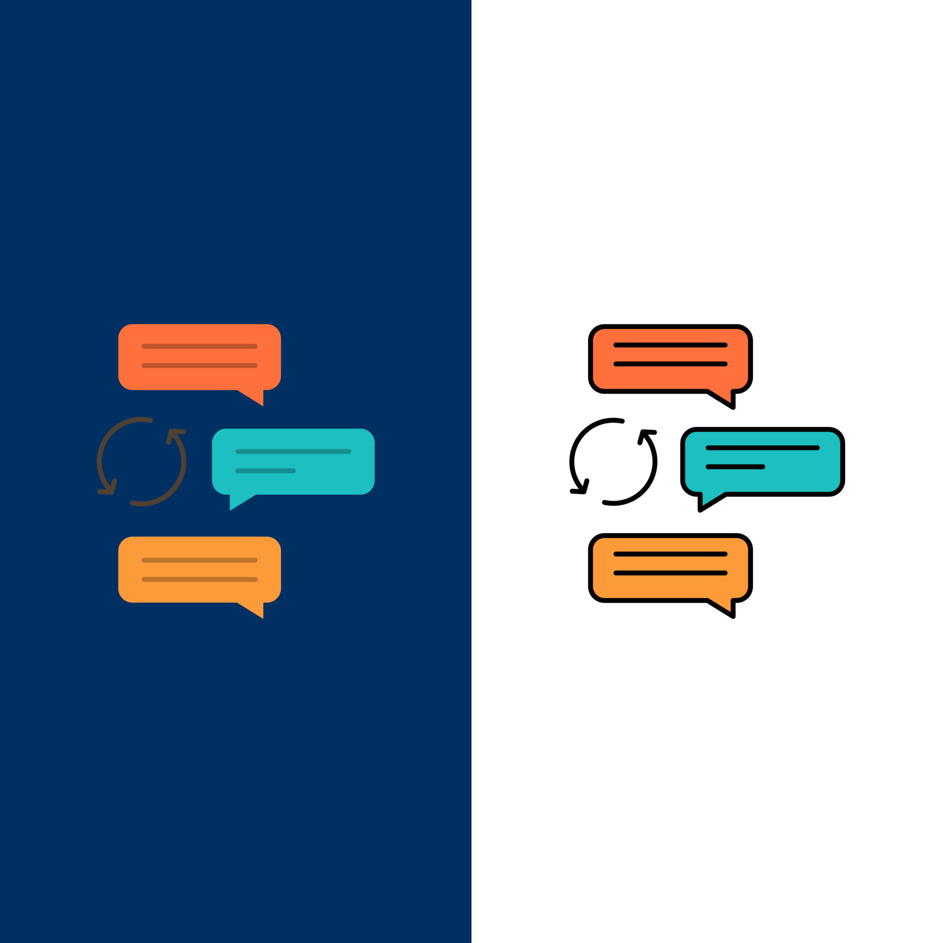 Chat Chatting Conversation Dialogue Auto Robot Icons Flat And Line