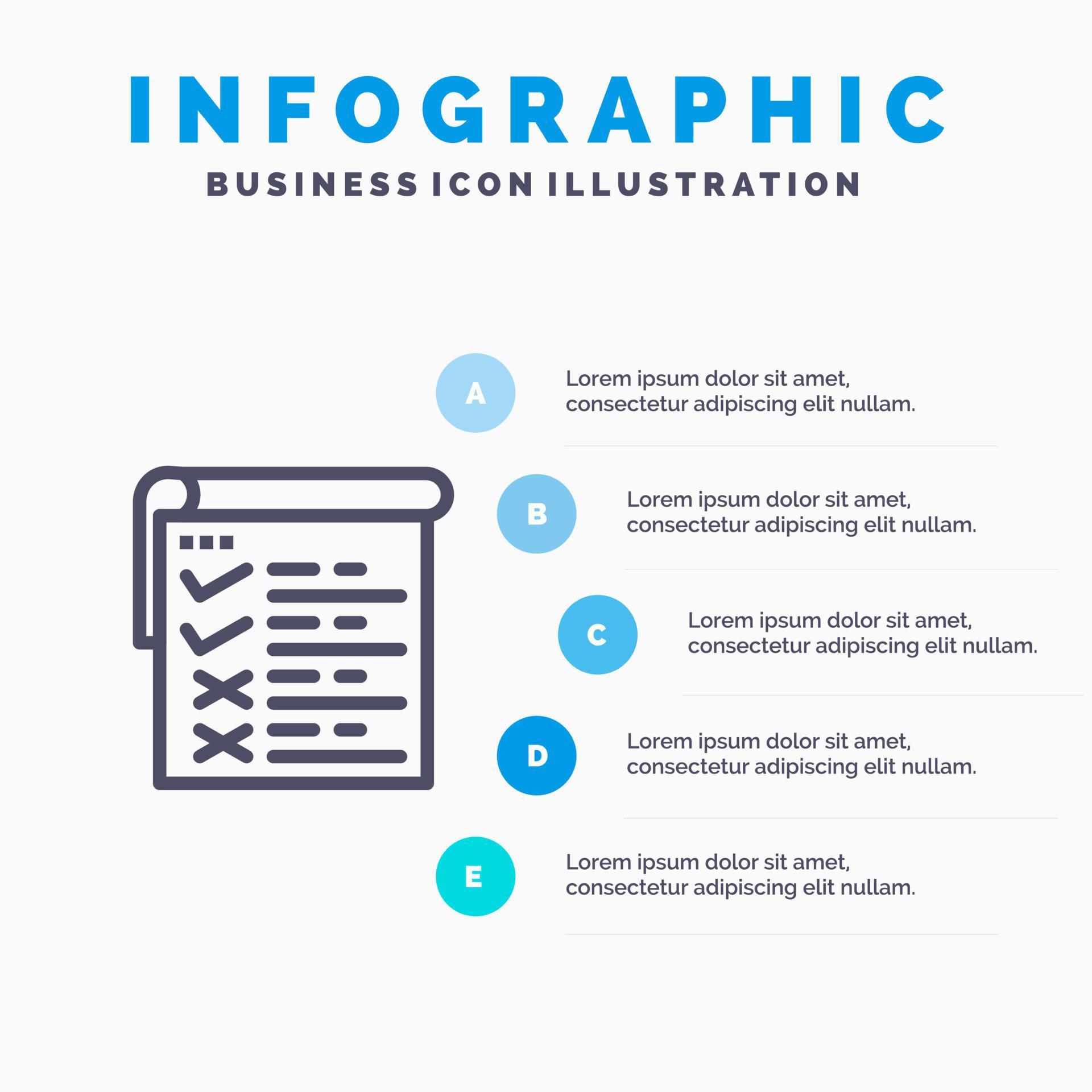 Checklist Testing Report Qa Blue Infographics Template 5 Steps Vector Line Icon Template