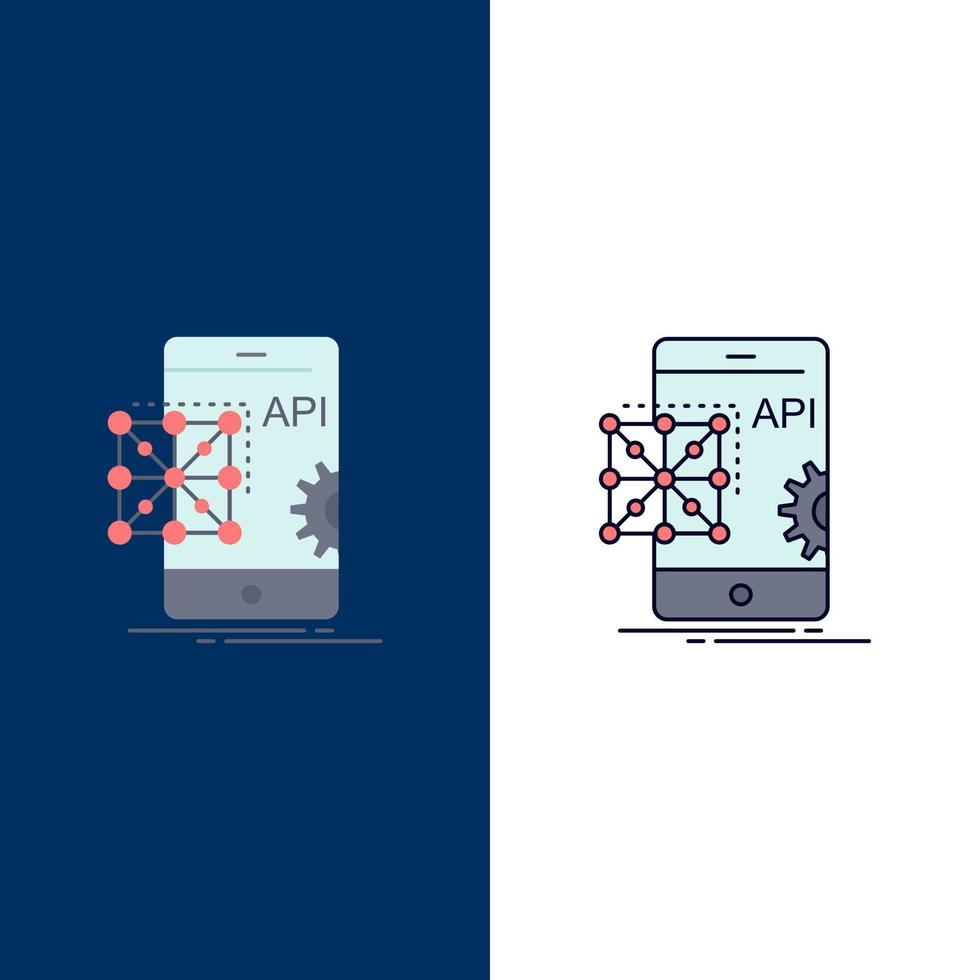 Api Application coding Development Mobile Flat Color Icon Vector ... Api Application coding Development Mobile Flat Color Icon Vector ...