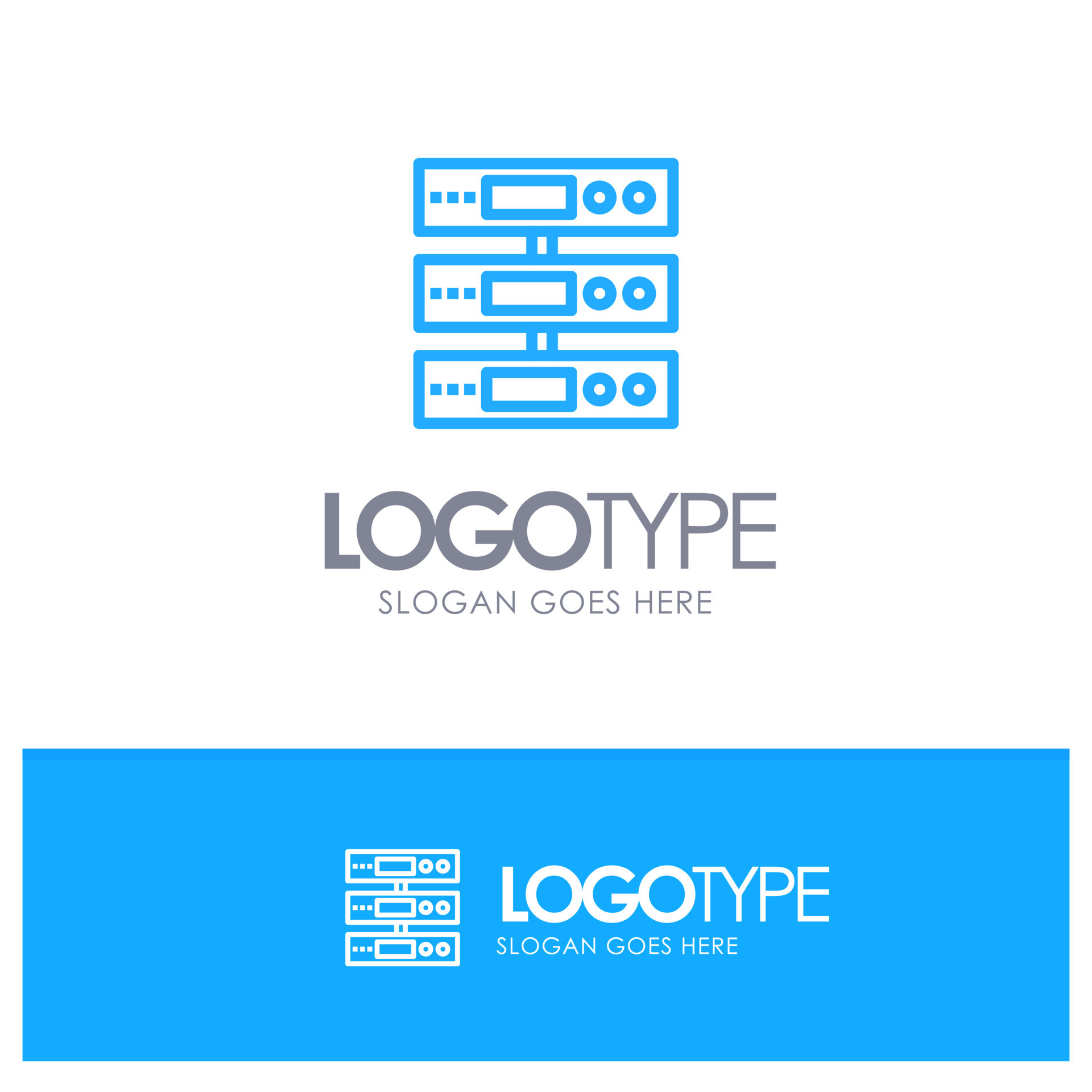 Server Data Storage Cloud Files Blue Outline Logo With Place For