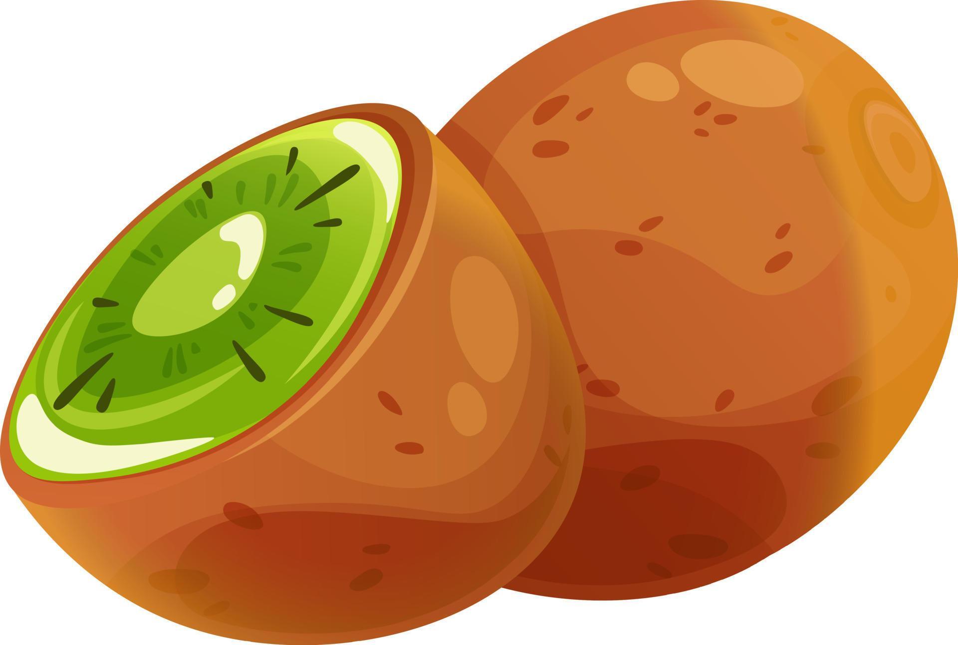 Pair of cartoon juicy kiwis, half kiwi on transparent background ...