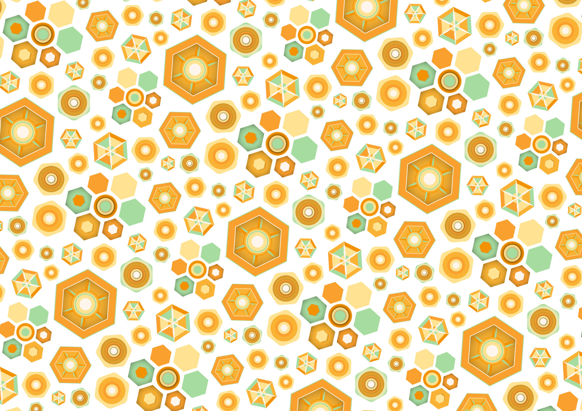 Seamless Pattern, Hexagon orange tone on white background, vector ...