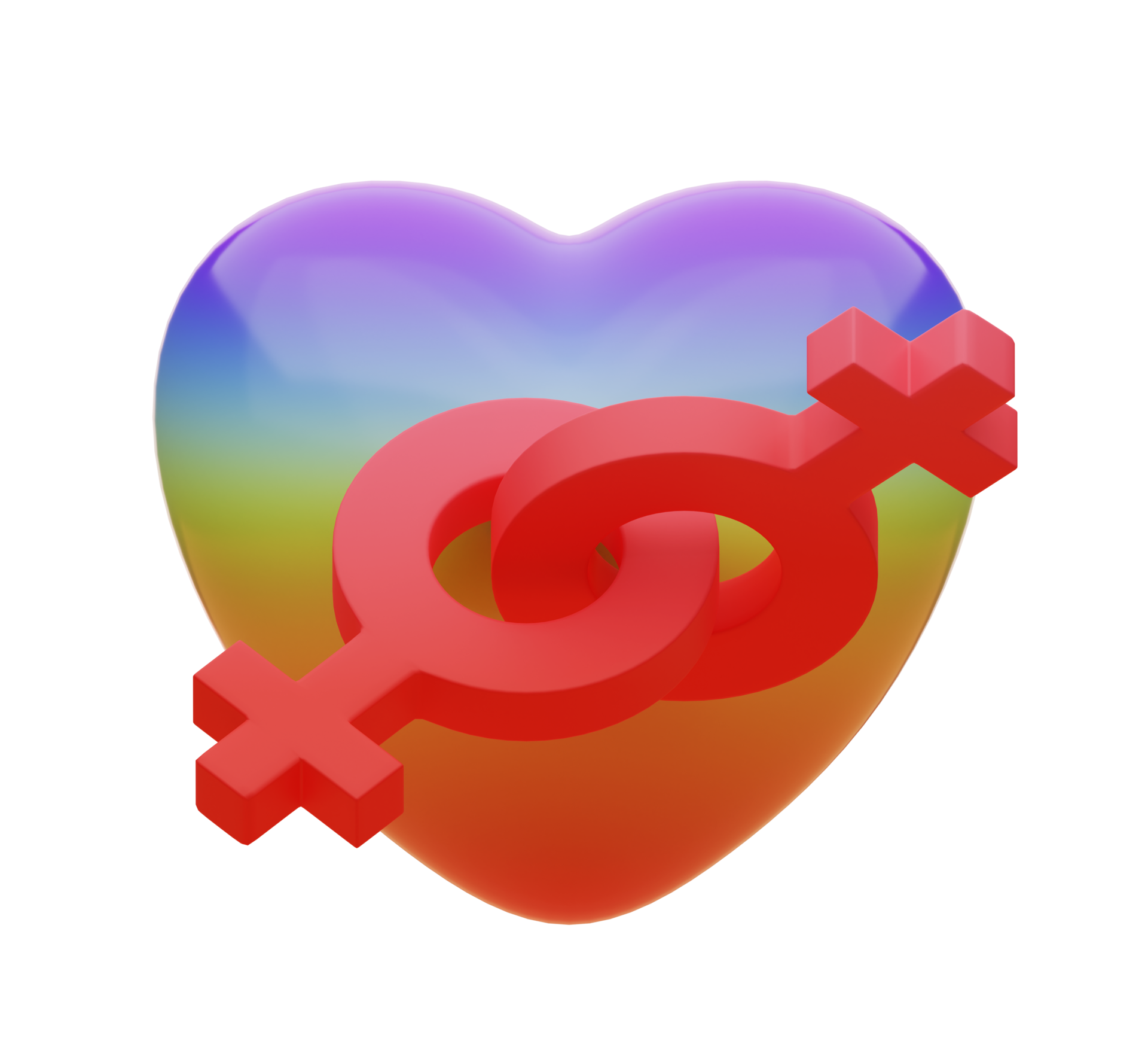 3d Rendering Lesbian Symbol Or Homosexual Symbol And Rainbow Heart