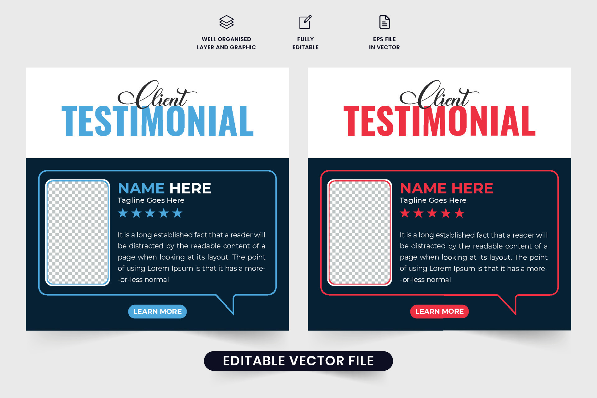 Client Testimonial Vector With Yellow And Red Text Effects Customer Feedback Review Template