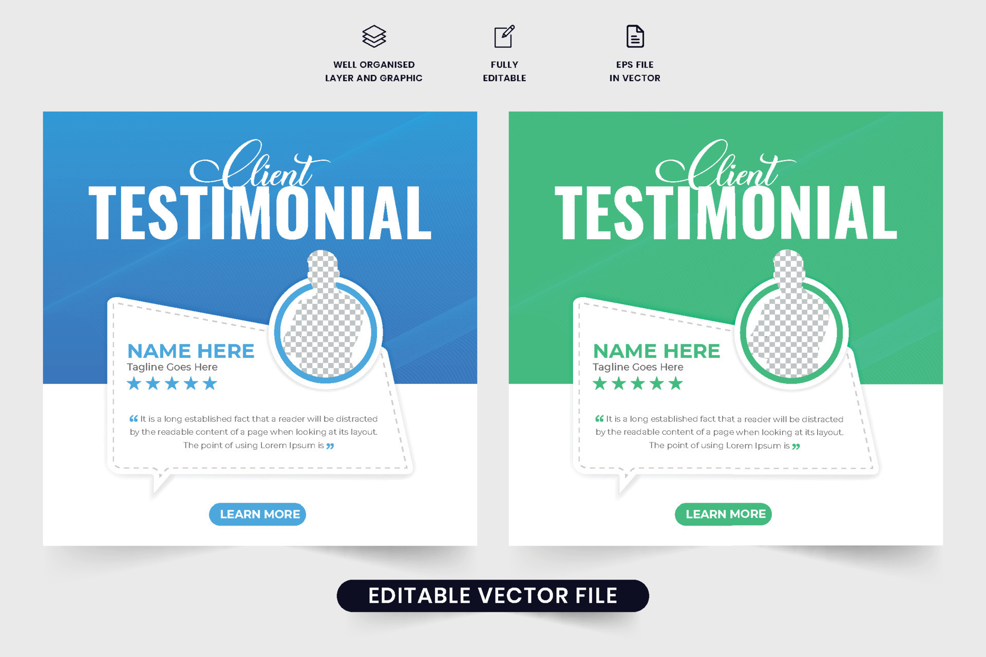 Client testimonials testimonial template vector with blue and green ... Client testimonials testimonial template vector with blue and green ...