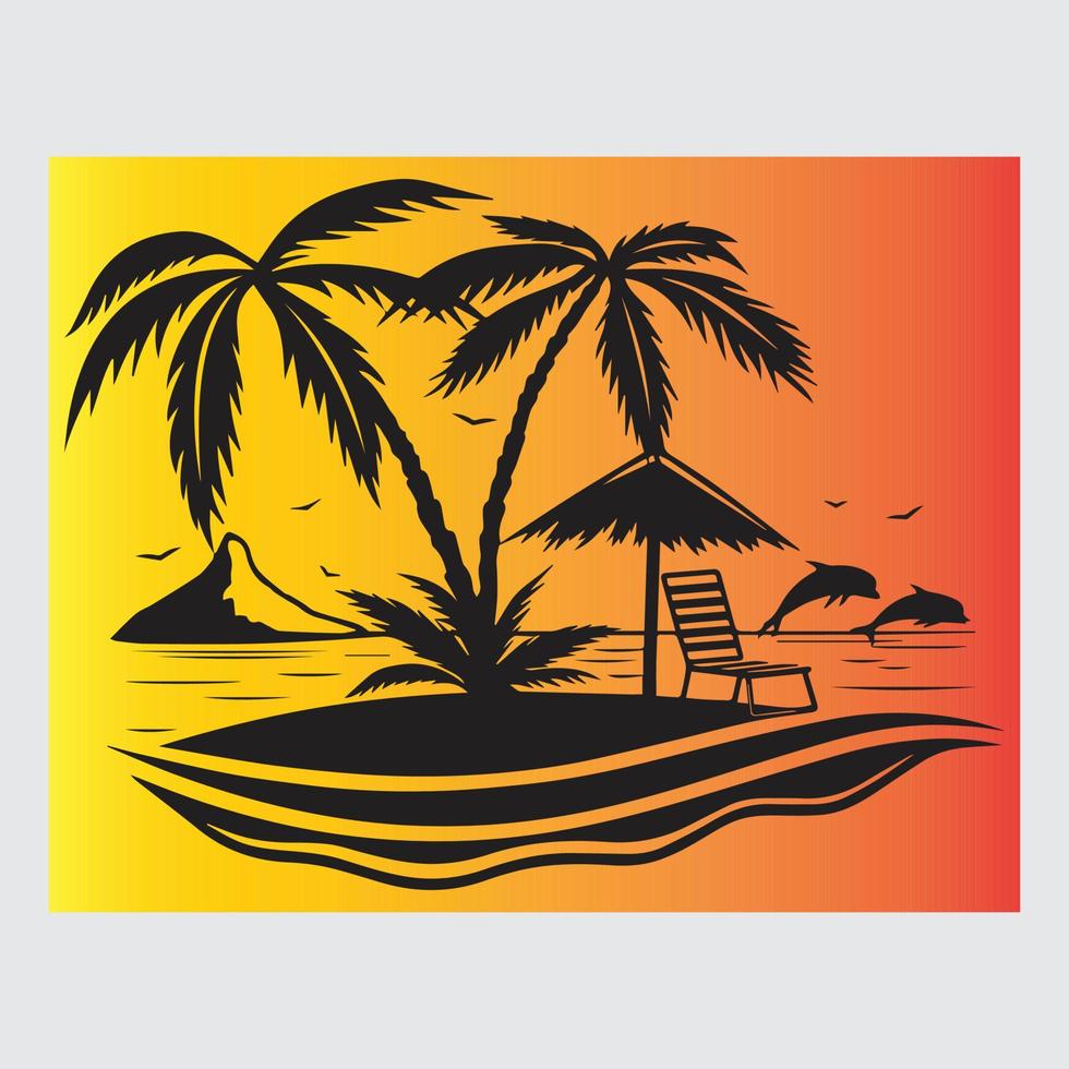 Sunset Summer Beach T Shirt Design 19150100 Vector Art At Vecteezy