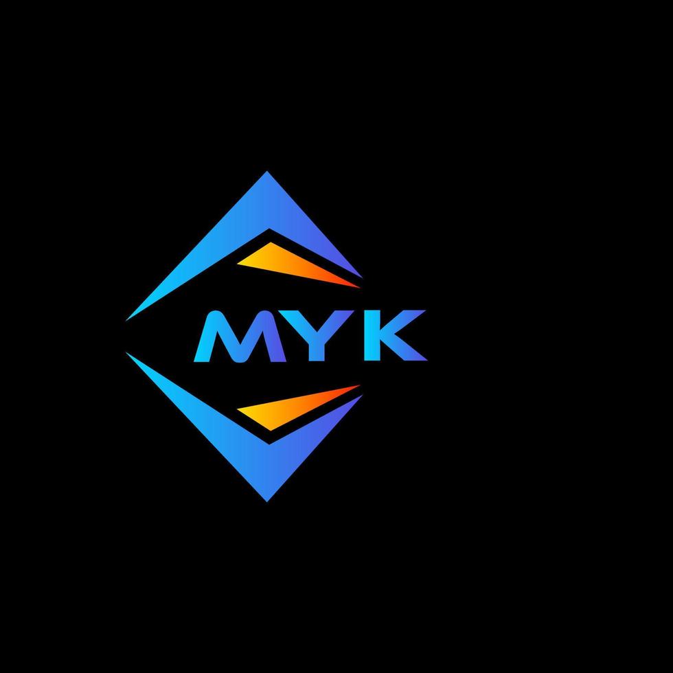 myk diseño de logotipo de tecnología abstracta sobre fondo negro. concepto de logotipo de letra ...