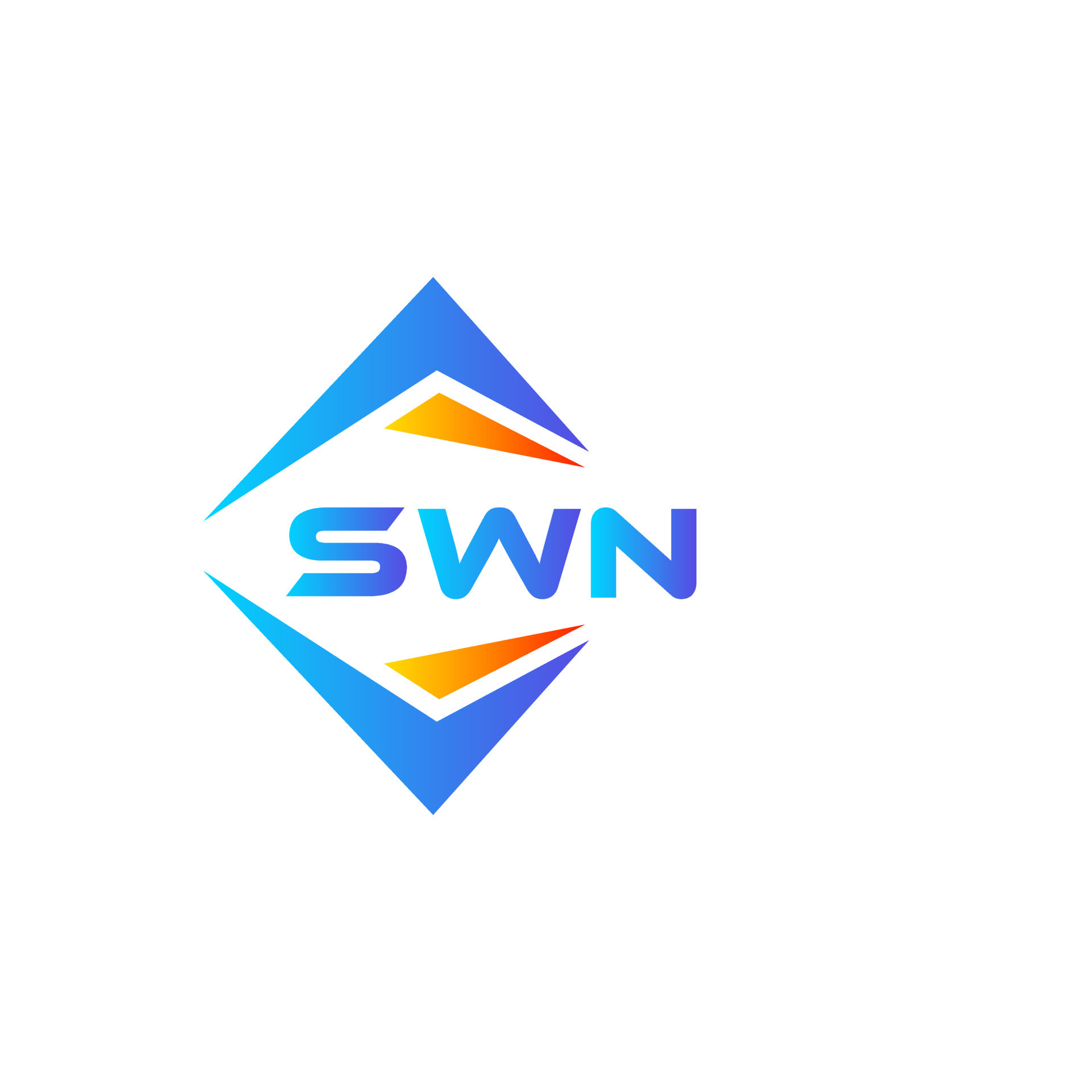 diseño de logotipo de tecnología abstracta swn sobre fondo blanco. concepto de logotipo de letra ...