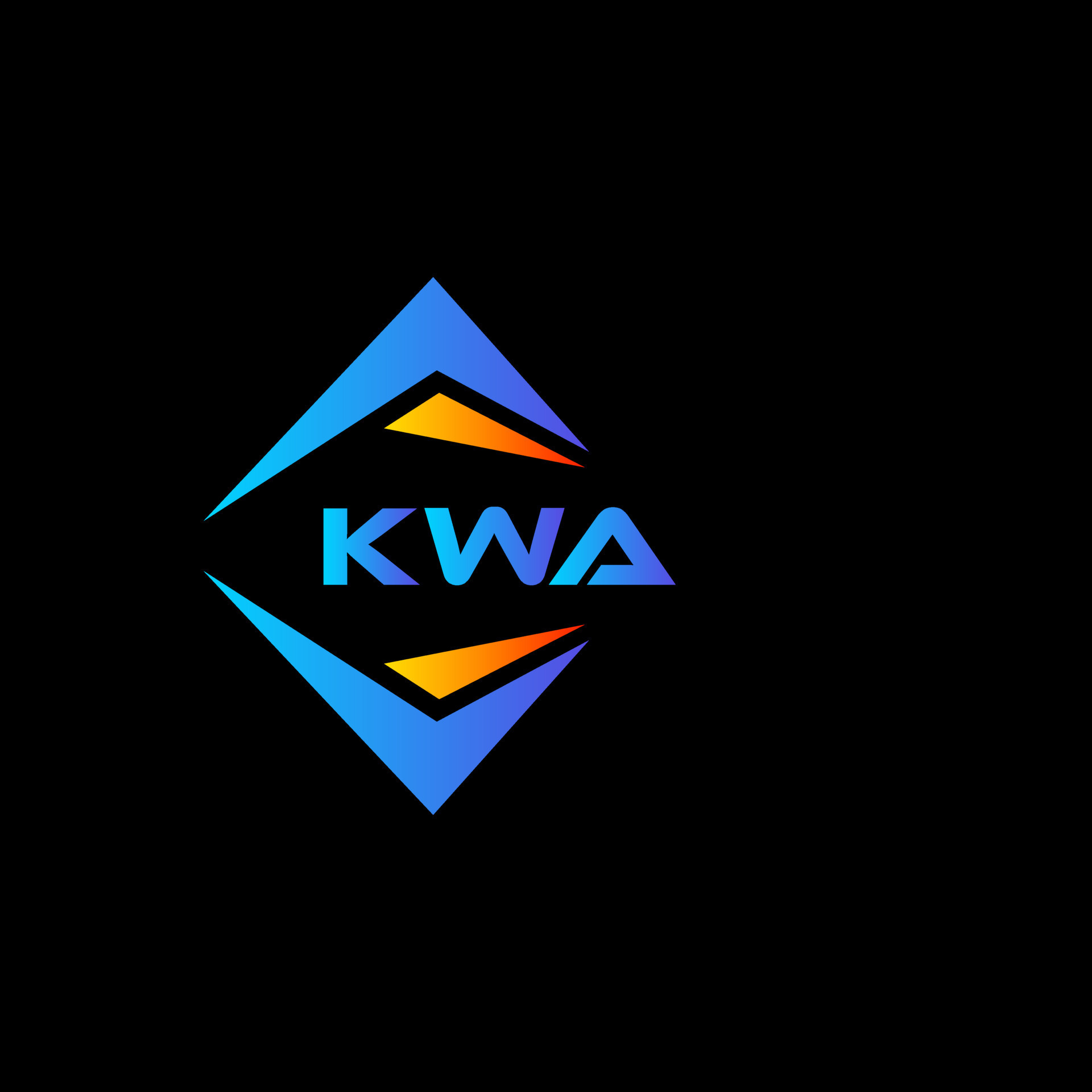 KWA abstract technology logo design on Black background. KWA creative initials letter logo ...