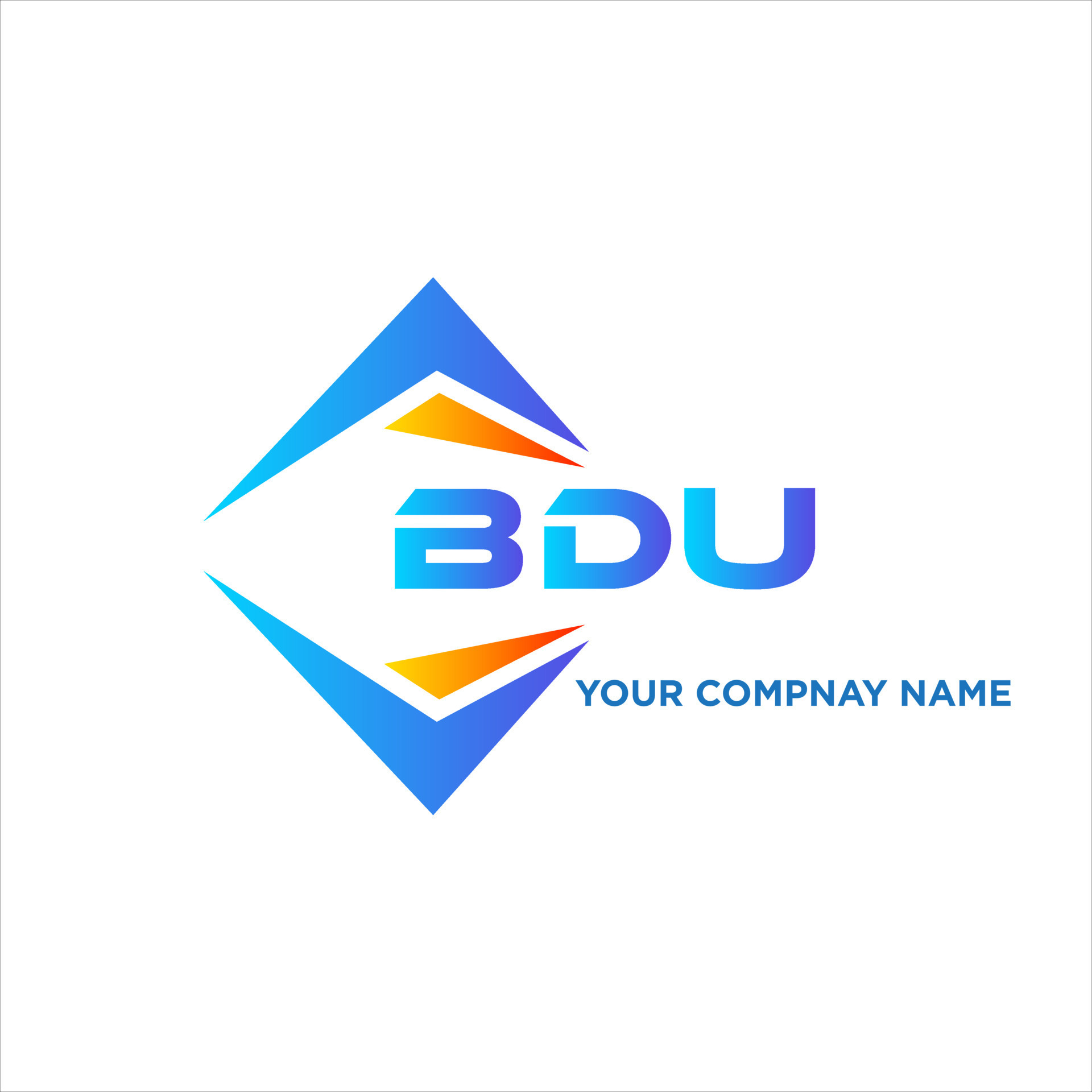 diseño de logotipo de tecnología abstracta bdu sobre fondo blanco. concepto de logotipo de letra ...