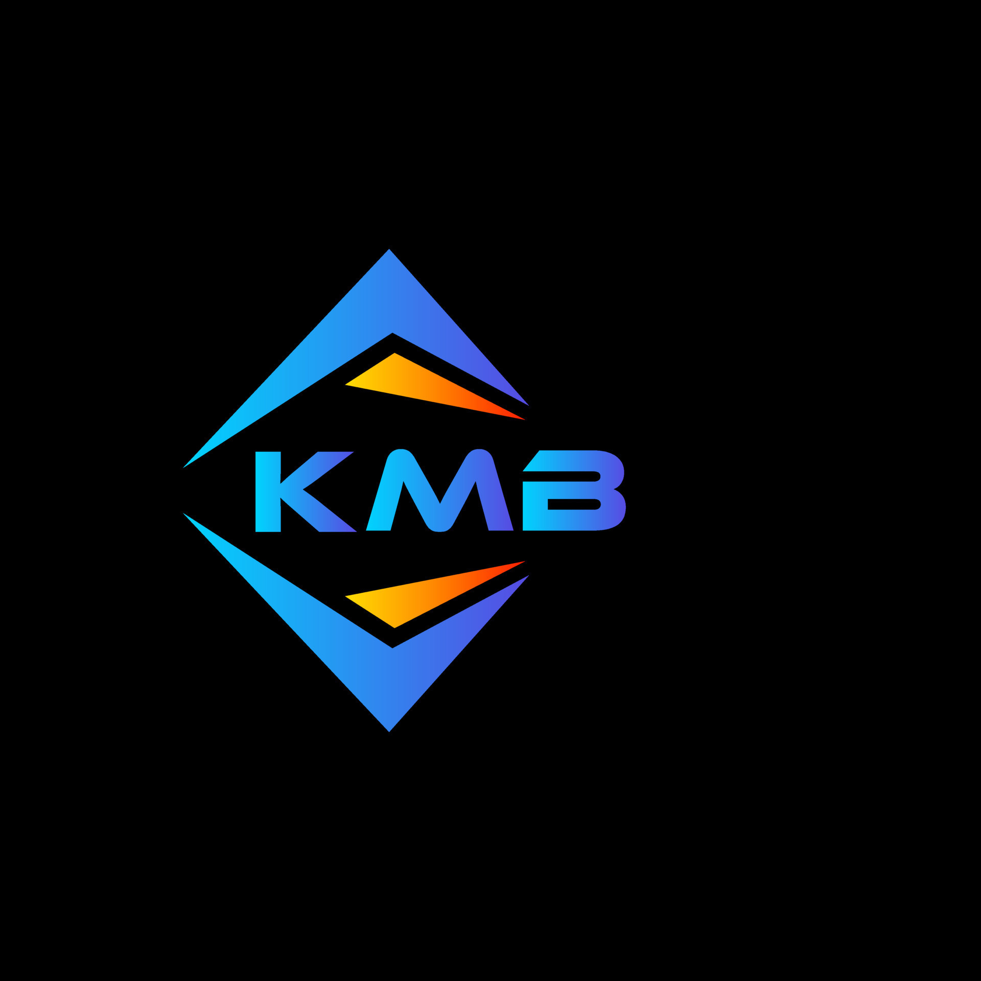 diseño de logotipo de tecnología abstracta kmb sobre fondo negro. concepto de logotipo de letra ...