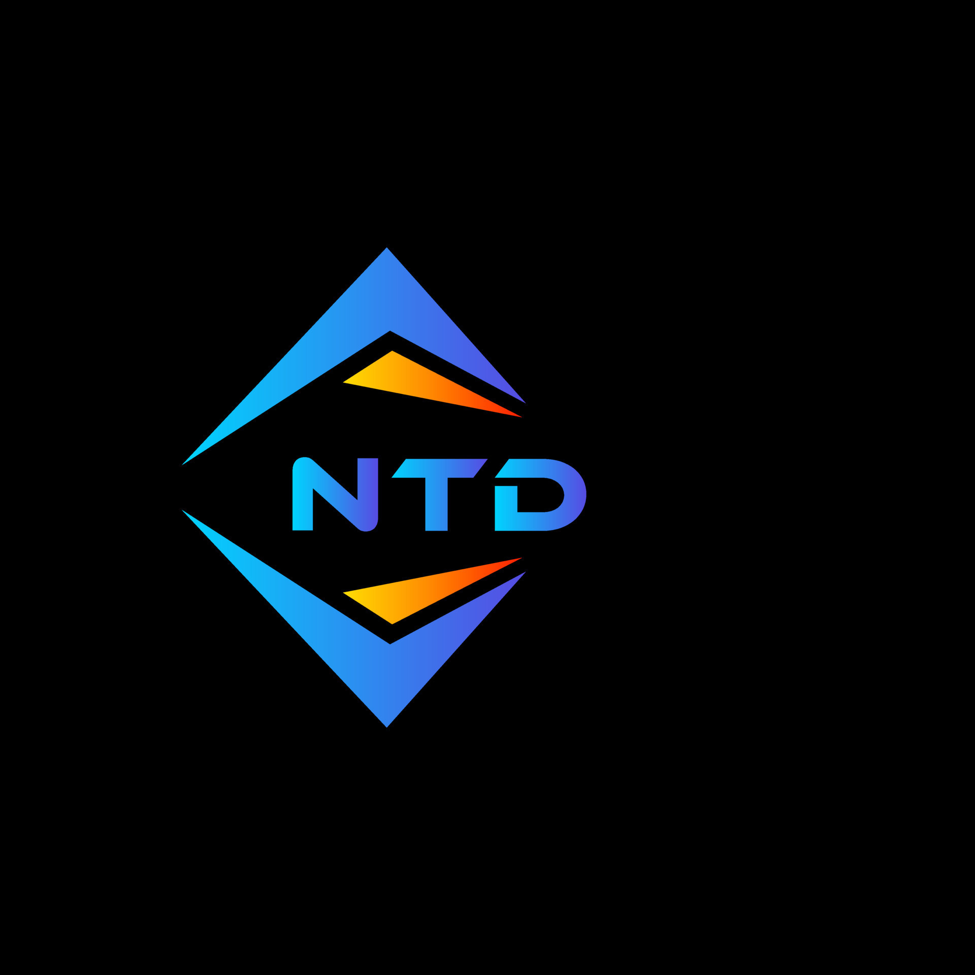 diseño de logotipo de tecnología abstracta ntd sobre fondo negro. concepto de logotipo de letra ...