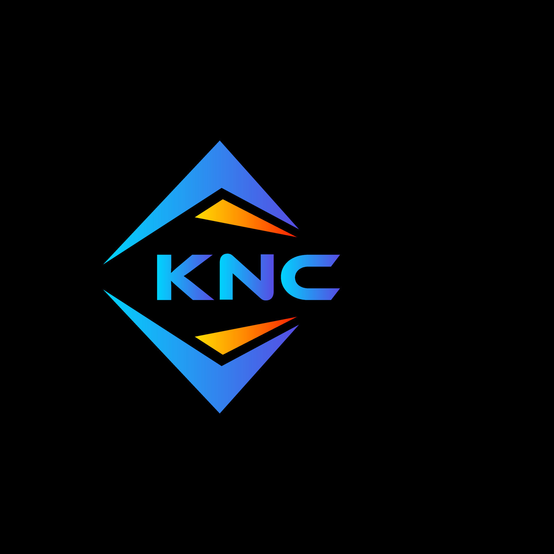 diseño de logotipo de tecnología abstracta knc sobre fondo negro. concepto de logotipo de letra ...