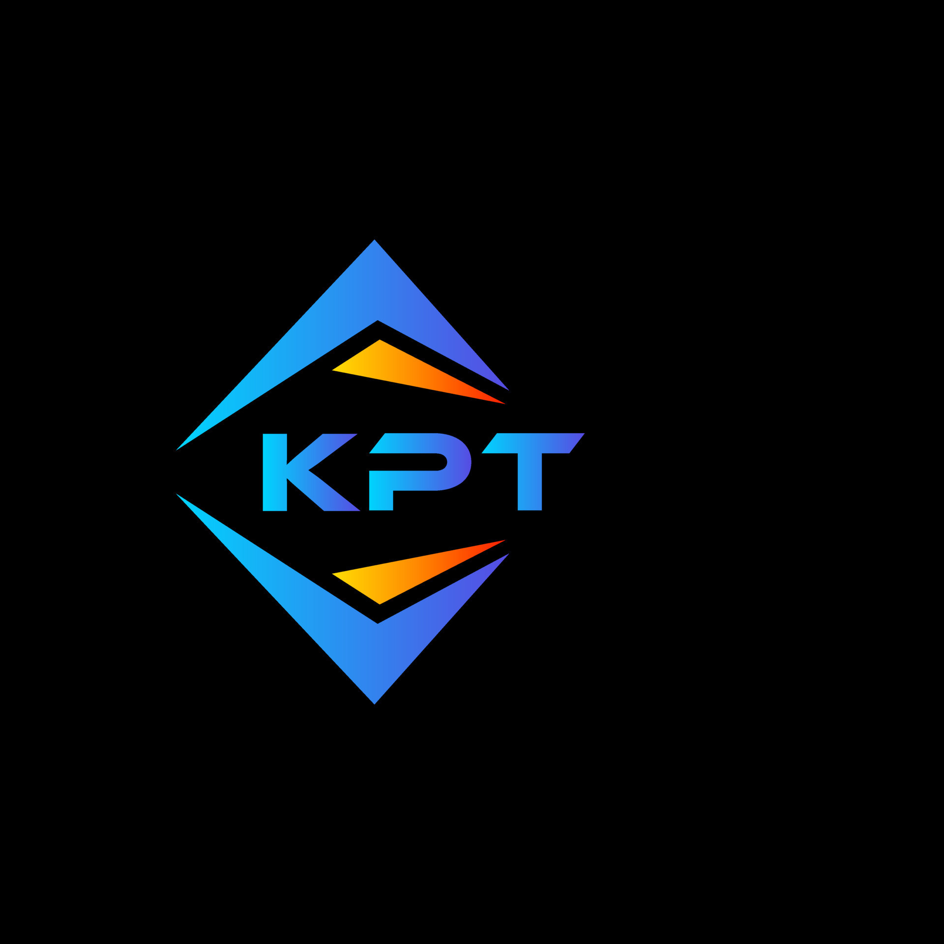diseño de logotipo de tecnología abstracta kpt sobre fondo negro. concepto de logotipo de letra ...
