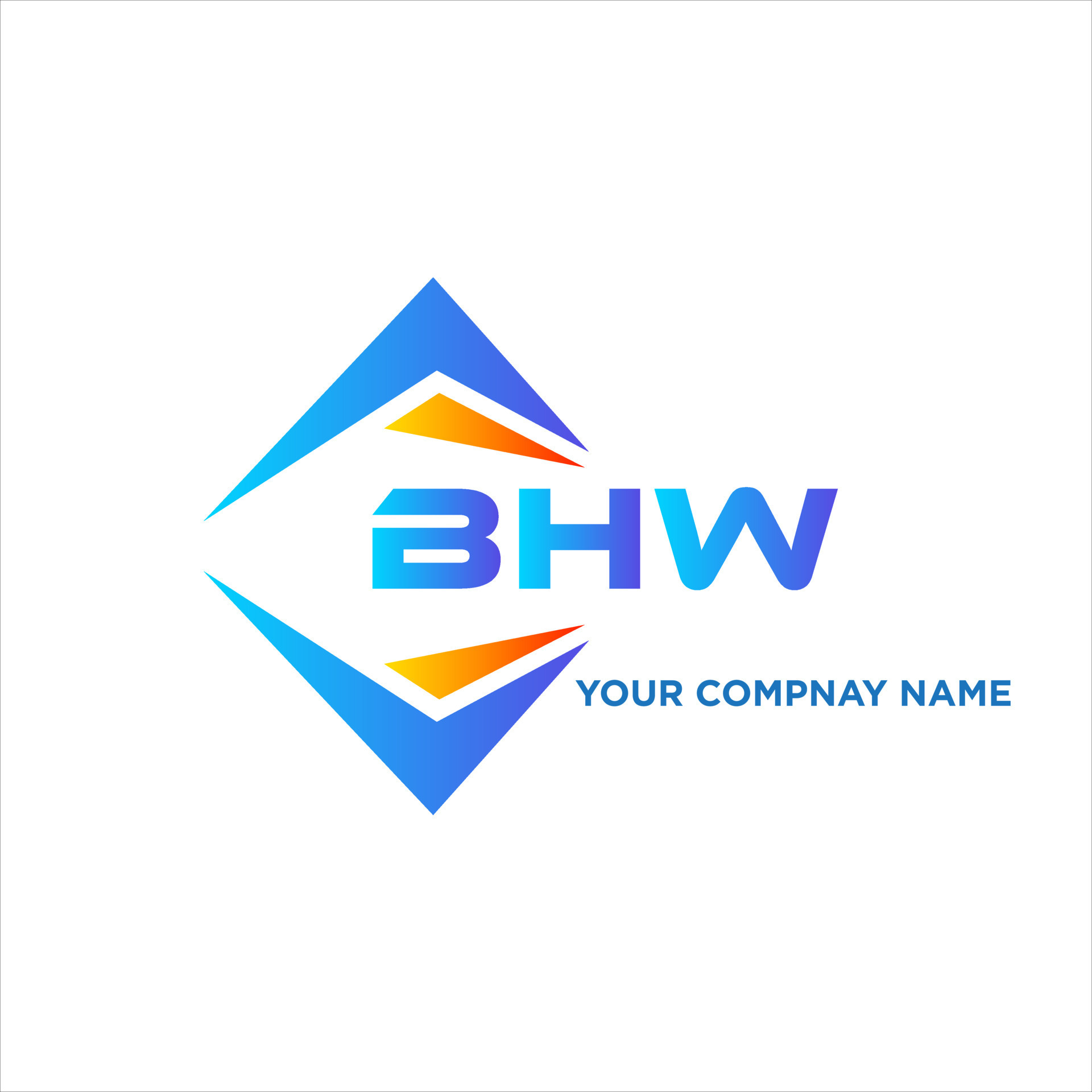 bhw diseño de logotipo de tecnología abstracta sobre fondo blanco. concepto de logotipo de letra ...
