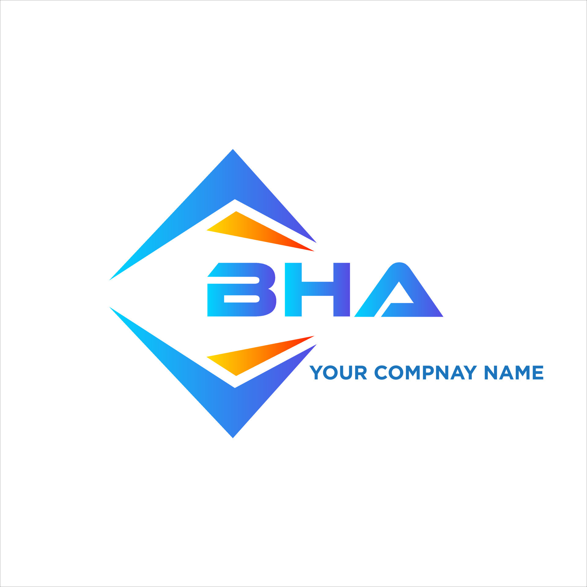 BHA abstract technology logo design on white background. BHA creative initials letter logo ...