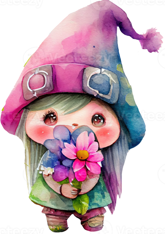 Cute Flower Gnome Watercolor 19152392 PNG