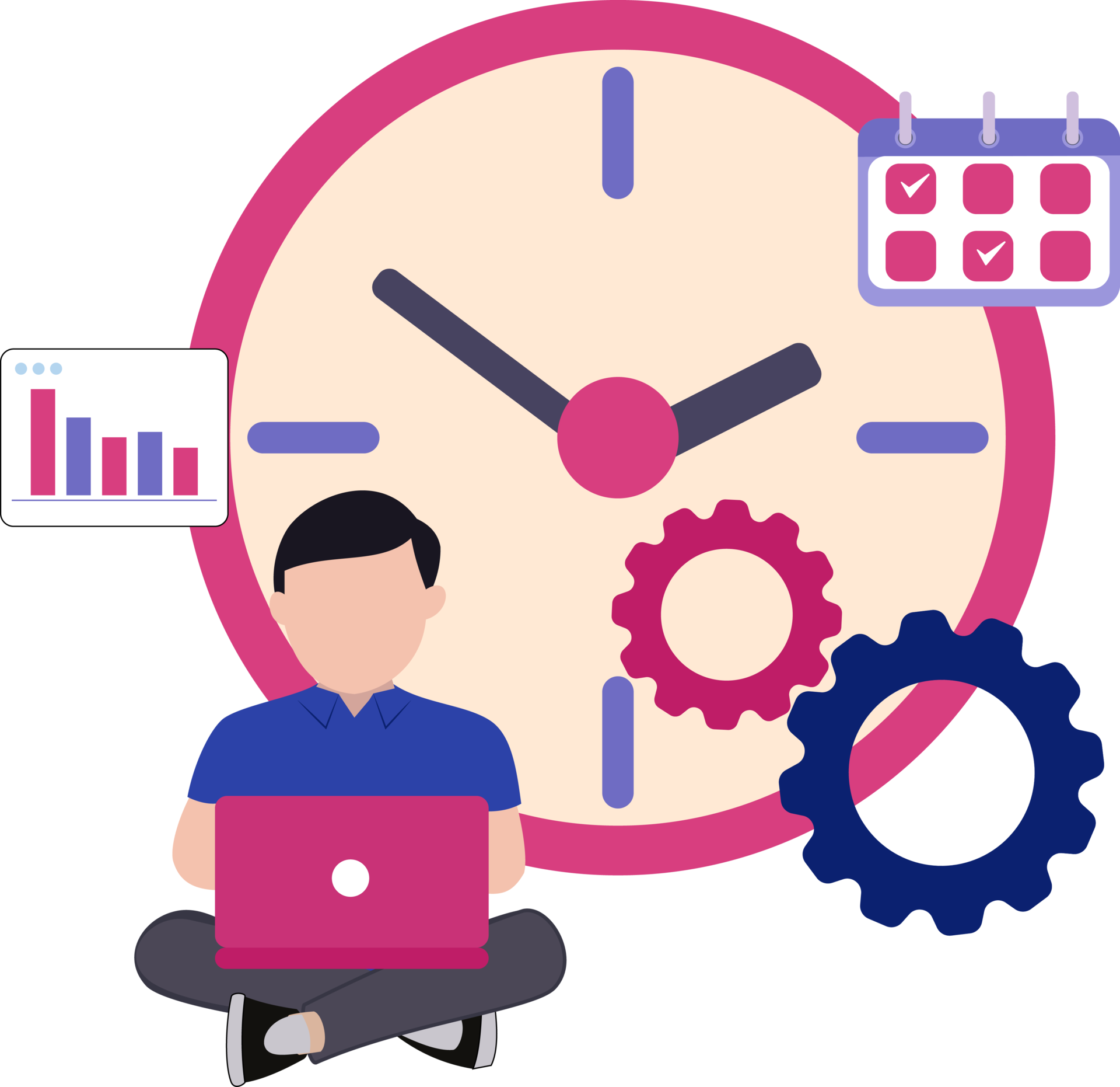 busy employees with busy scheludes. finish work targets on time. man ...