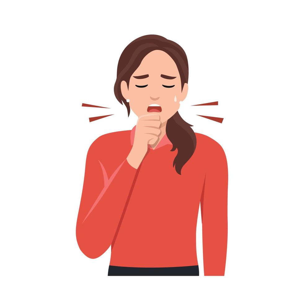 Young sick woman. Unhappy character. Vector cartoon illustration. Woman ... Young sick woman. Unhappy character. Vector cartoon illustration. Woman ...