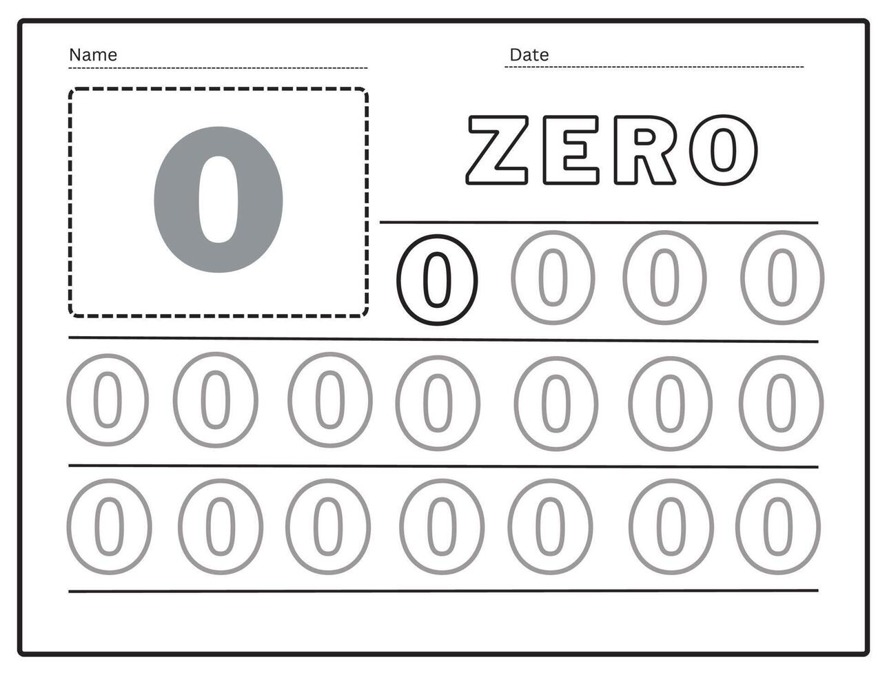 The practice of writing numbers 0 Tracking worksheet learn to count and ...
