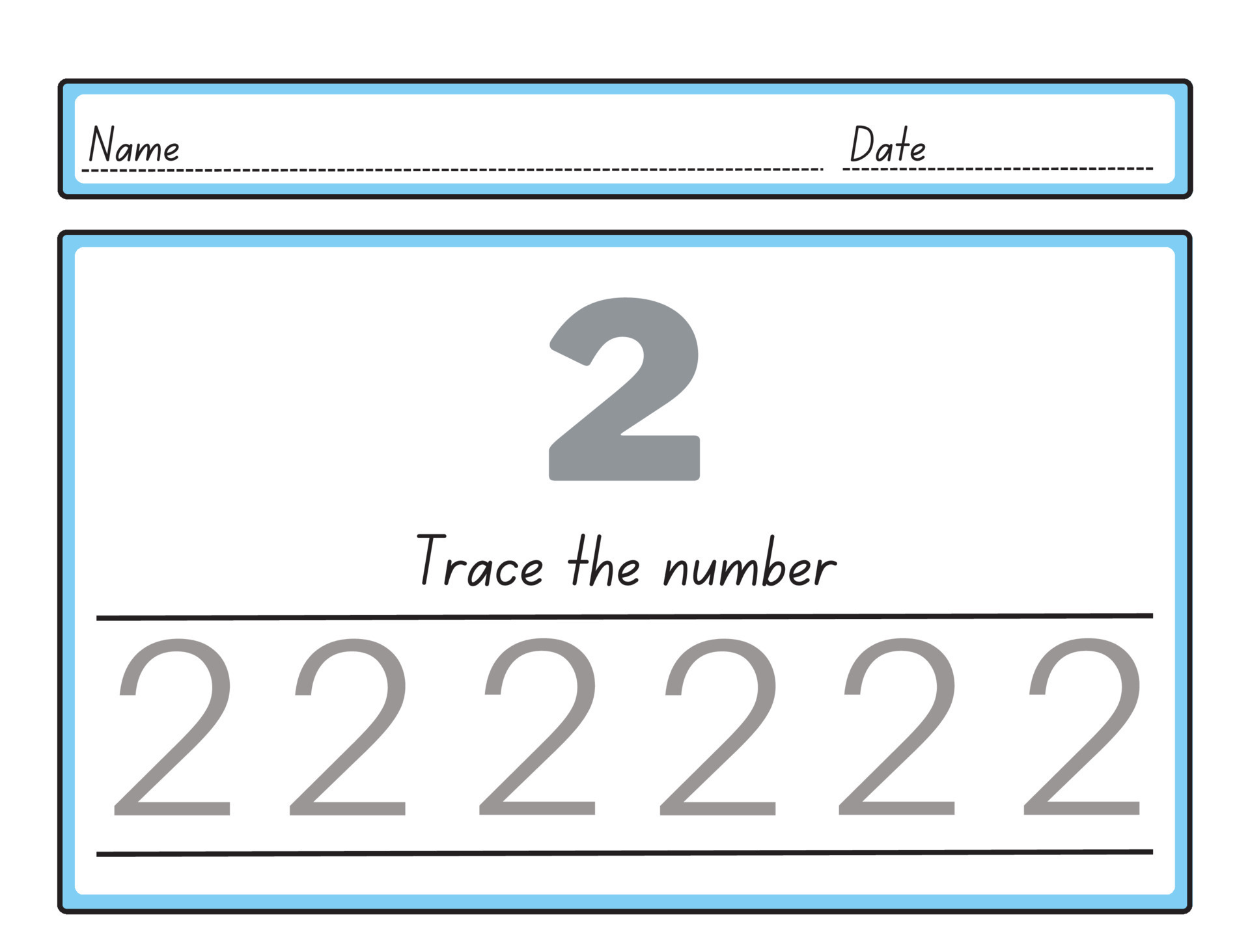 The practice of writing numbers 2 Tracking worksheet number two learn ...