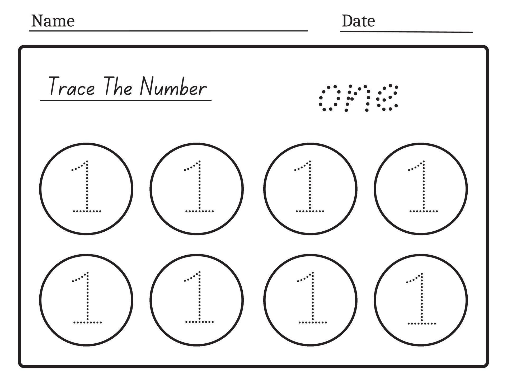 Writing practice number one printable worksheet for preschool ...