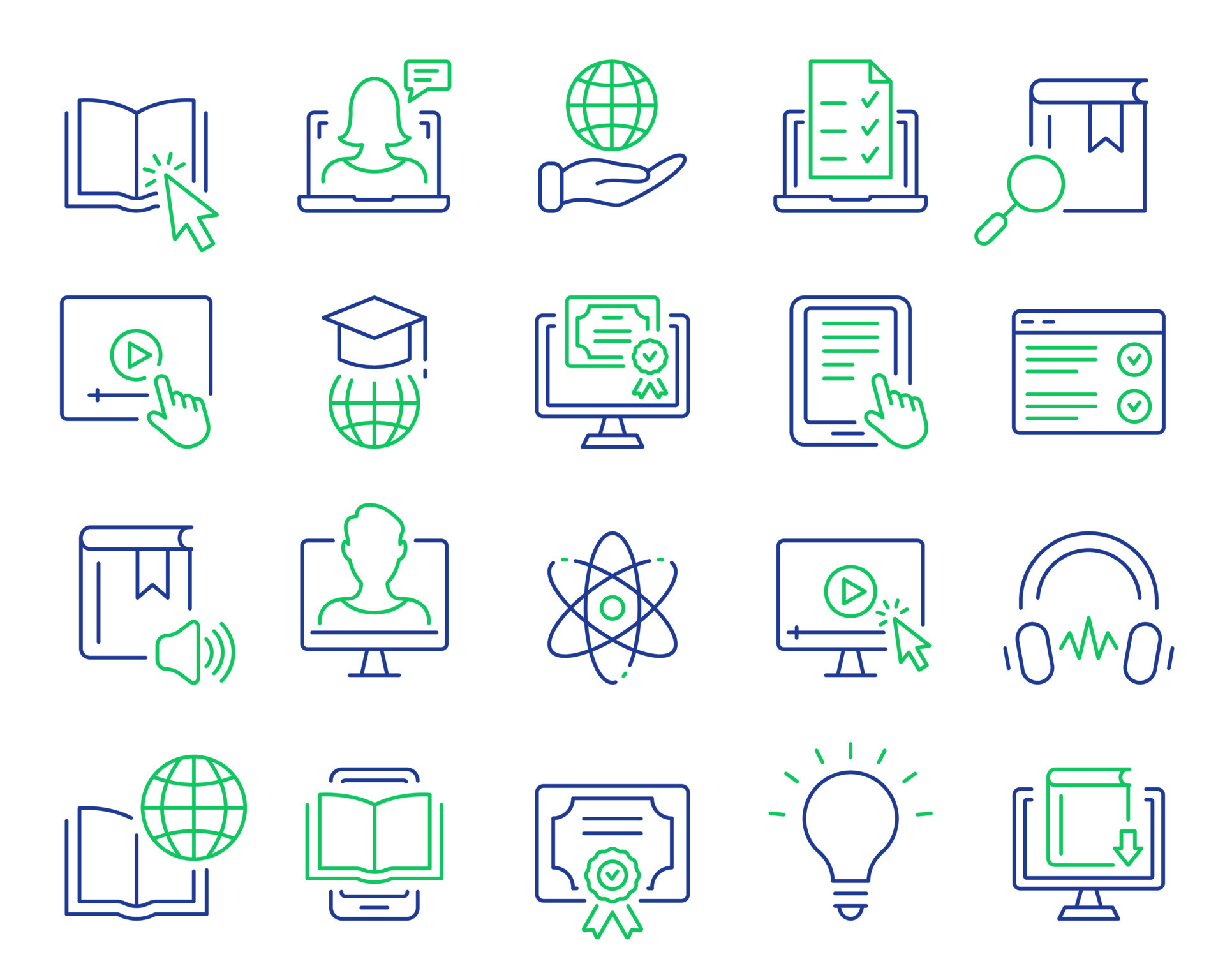 E-learning, Online and Distance Education Line Icon. Online Training ... E-learning, Online and Distance Education Line Icon. Online Training ...