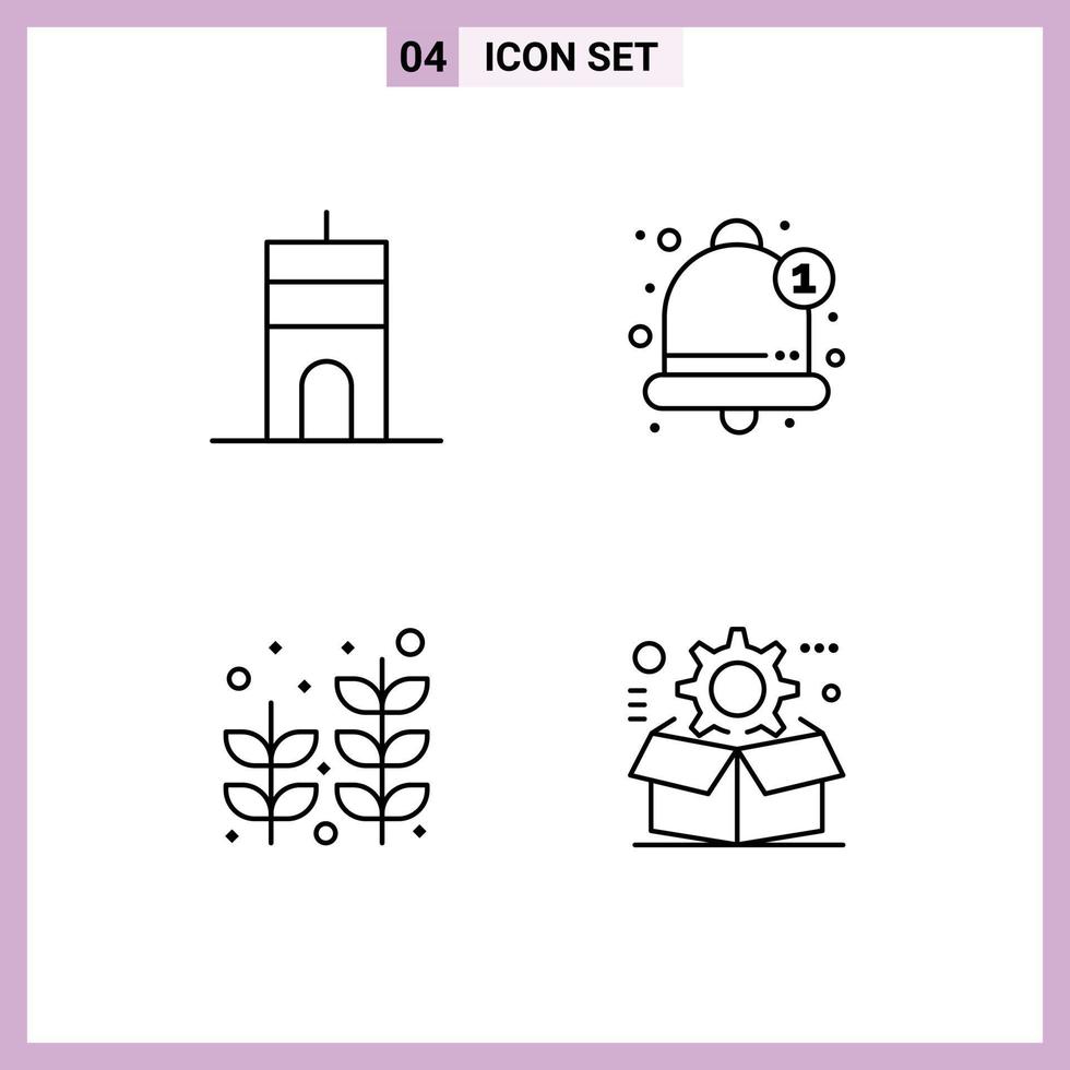 Set Of 4 Modern Ui Icons Symbols Signs For Antenna Palm Tower