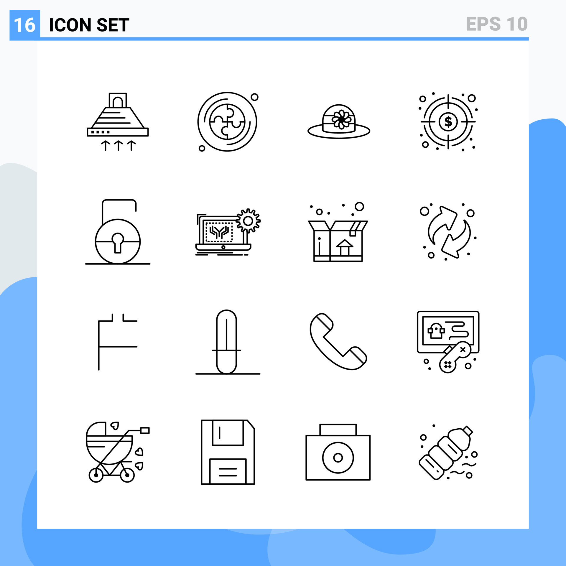 Modern 16 Line style icons. Outline Symbols for general use. Creative ...