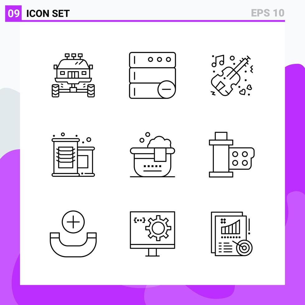 Set of 9 icons in Line style. Creative Outline Symbols for Website ...