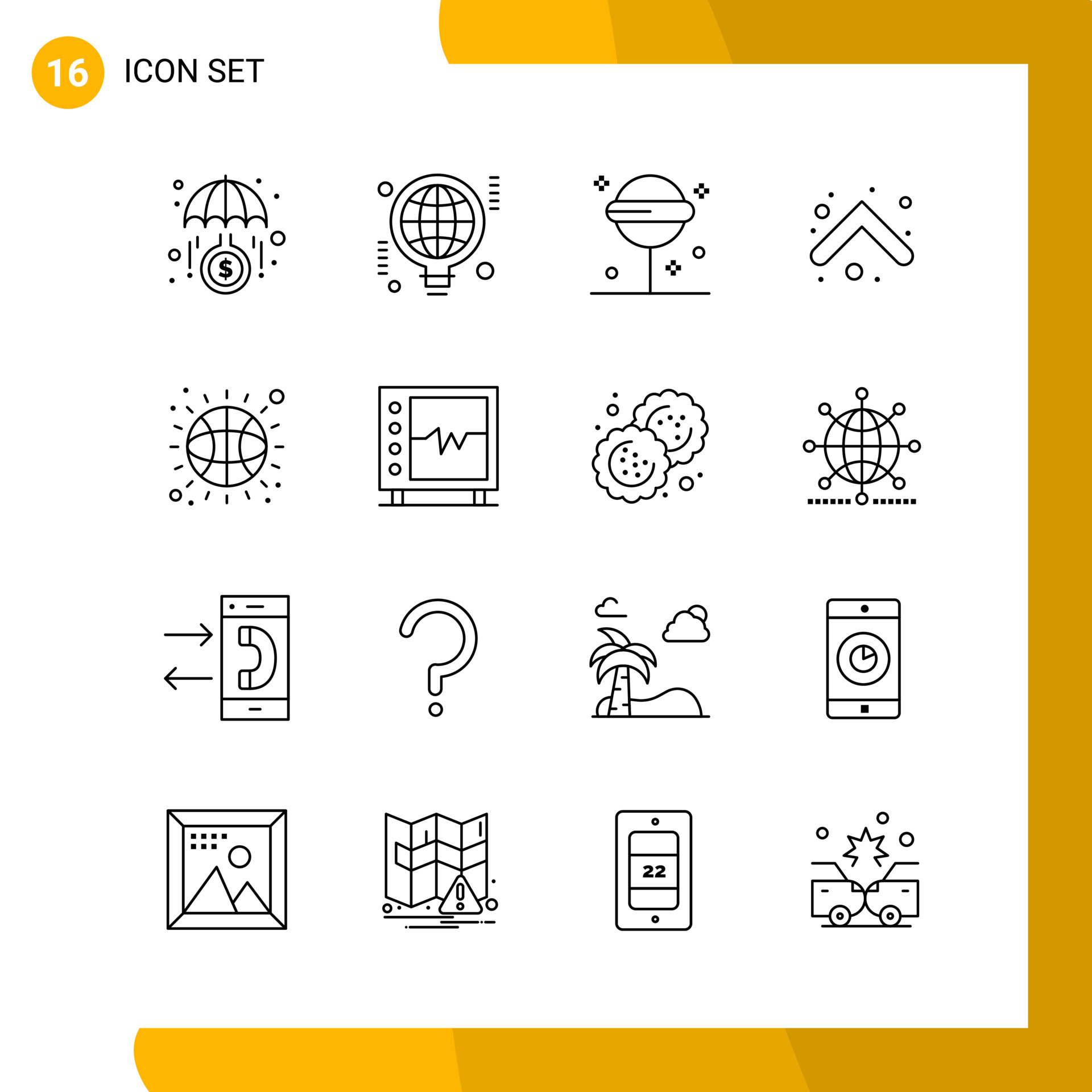 16 Icon Set. Line Style Icon Pack. Outline Symbols isolated on White ... 16 Icon Set. Line Style Icon Pack. Outline Symbols isolated on White ...