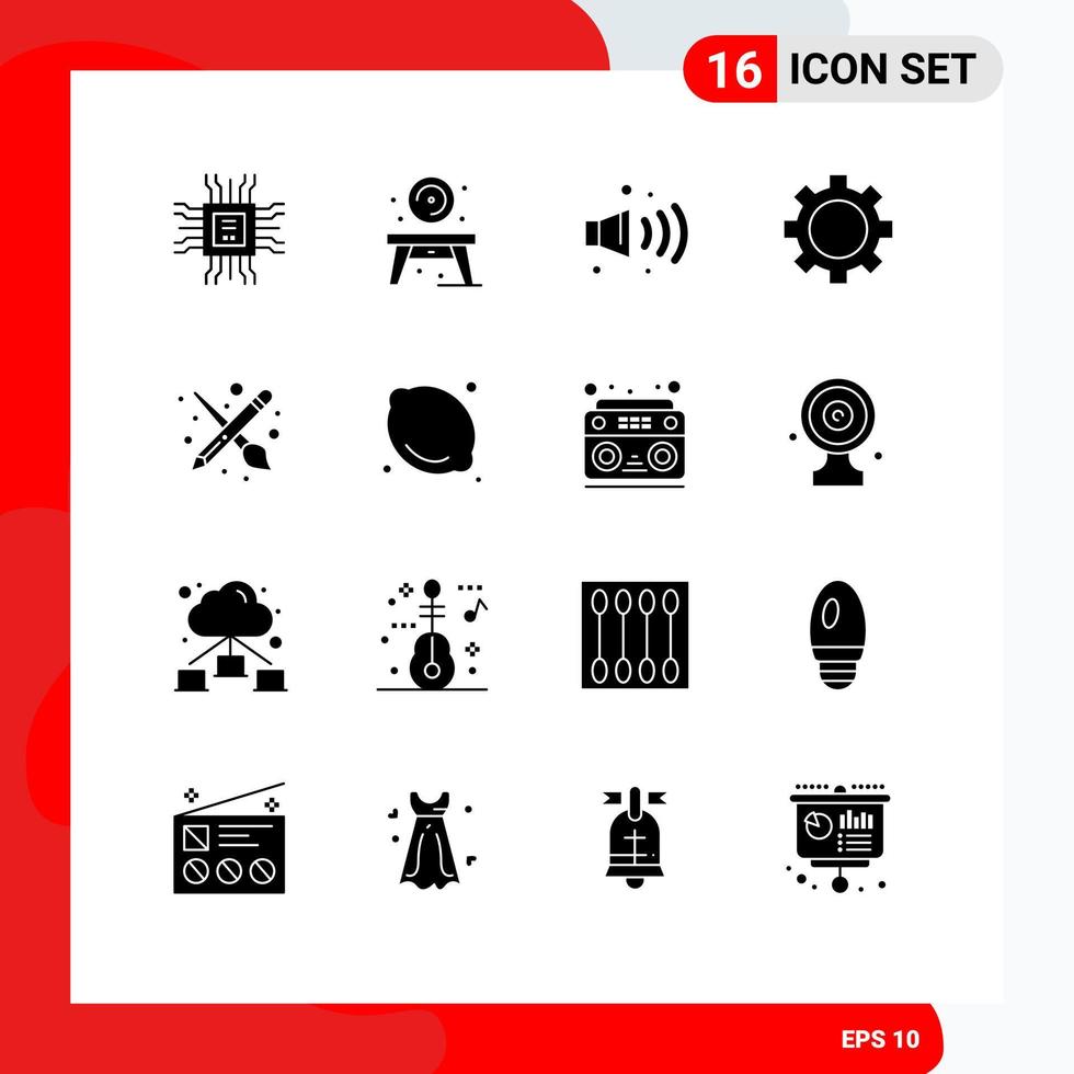 Stock Vector Icon Pack of 16 Line Signs and Symbols for tool brush gas ...