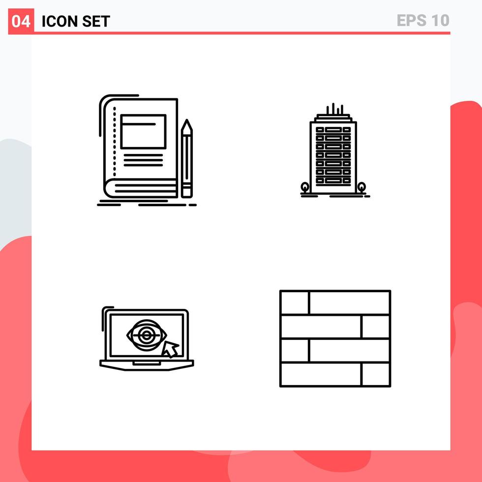 Collection Of 4 Vector Icons In Line Style Modern Outline Symbols For Web And Mobile Line Icon