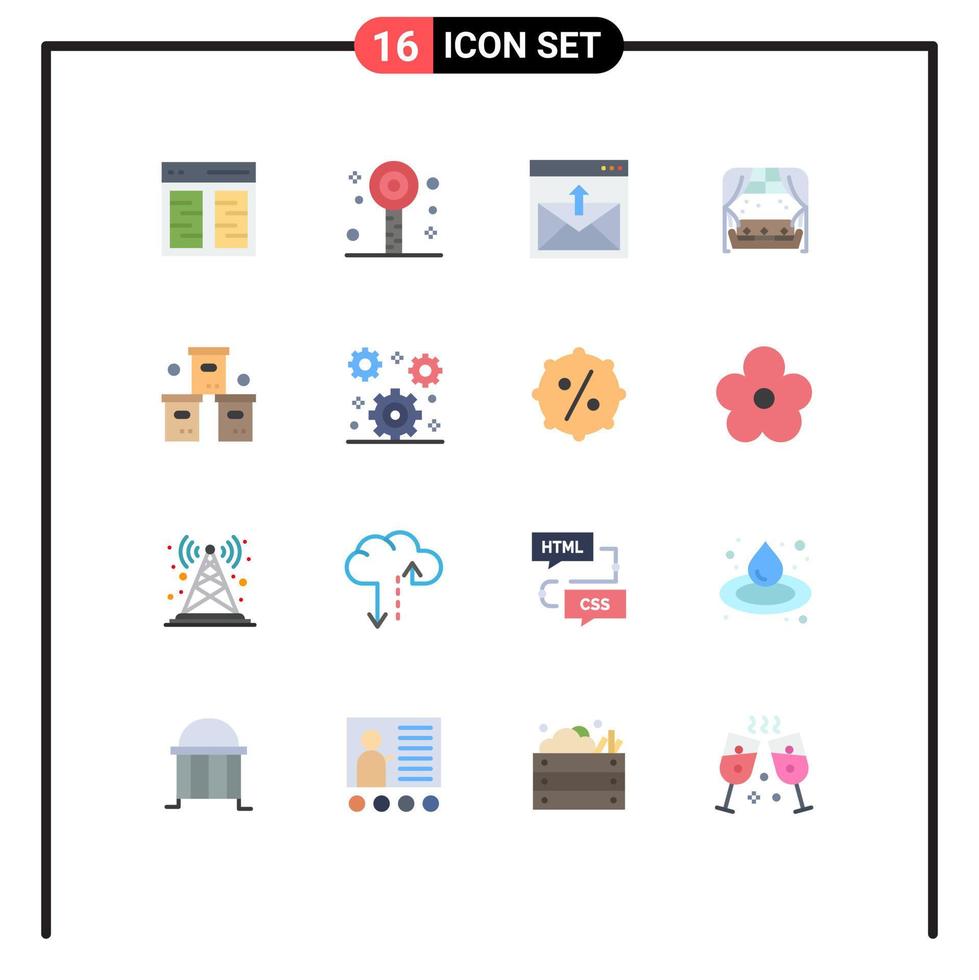 16 Thematic Vector Flat Colors And Editable Symbols Of Sofa Living Summer Home Email Editable