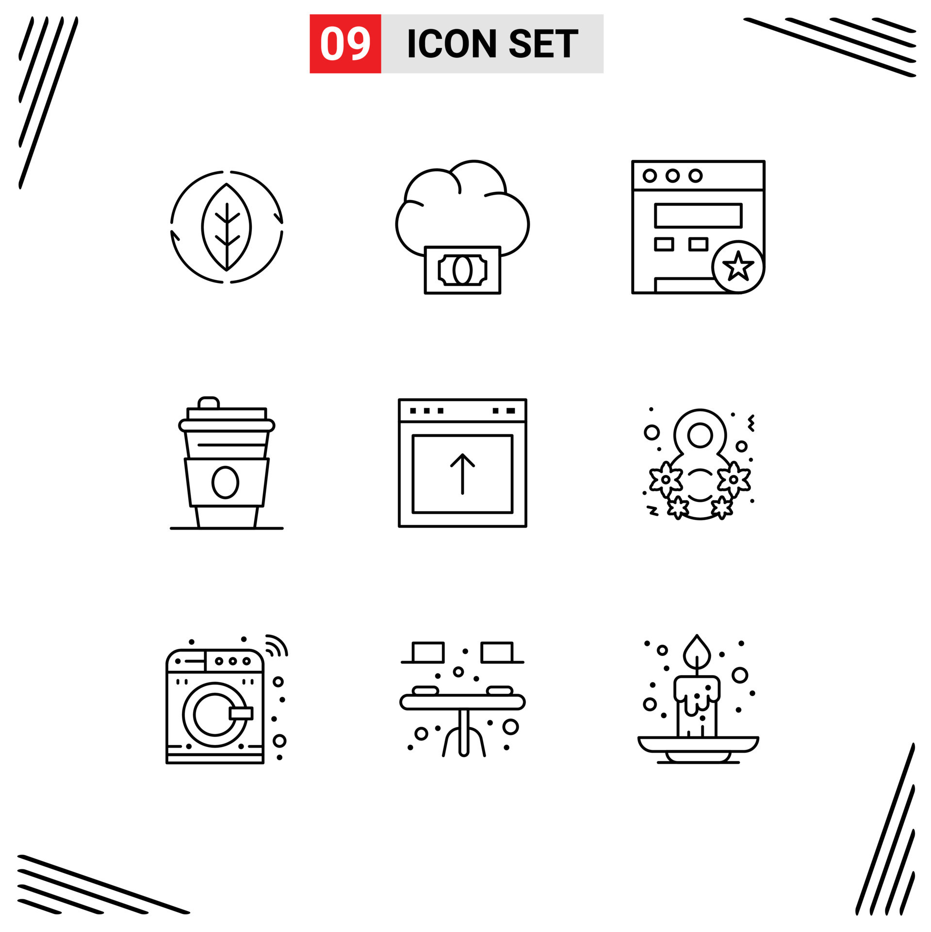 User Interface Pack Of 9 Basic Outlines Of Website Browser Bookmark