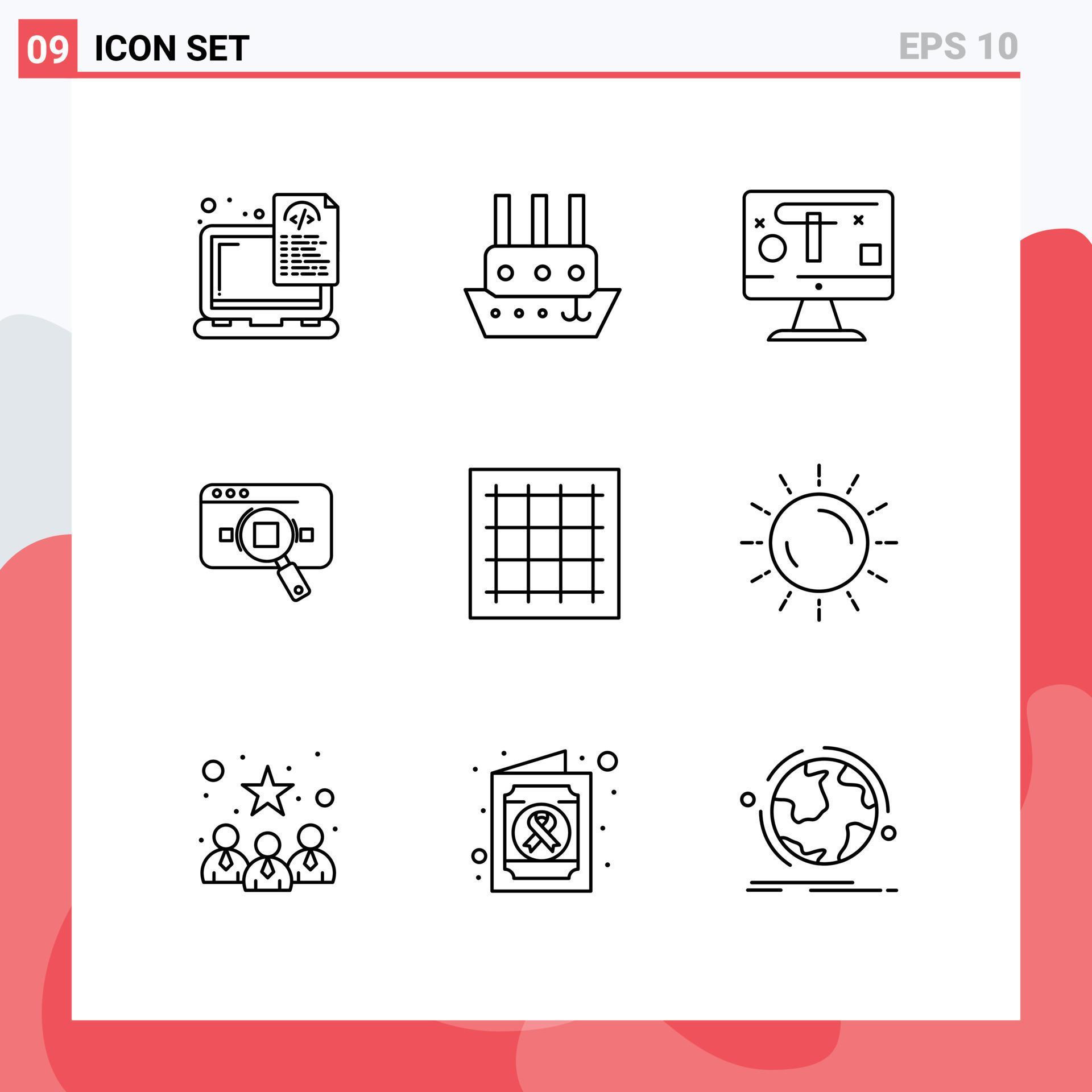 Outline Pack Of 9 Universal Symbols Of Information Analytics Vessel Analytic Graphics Editable