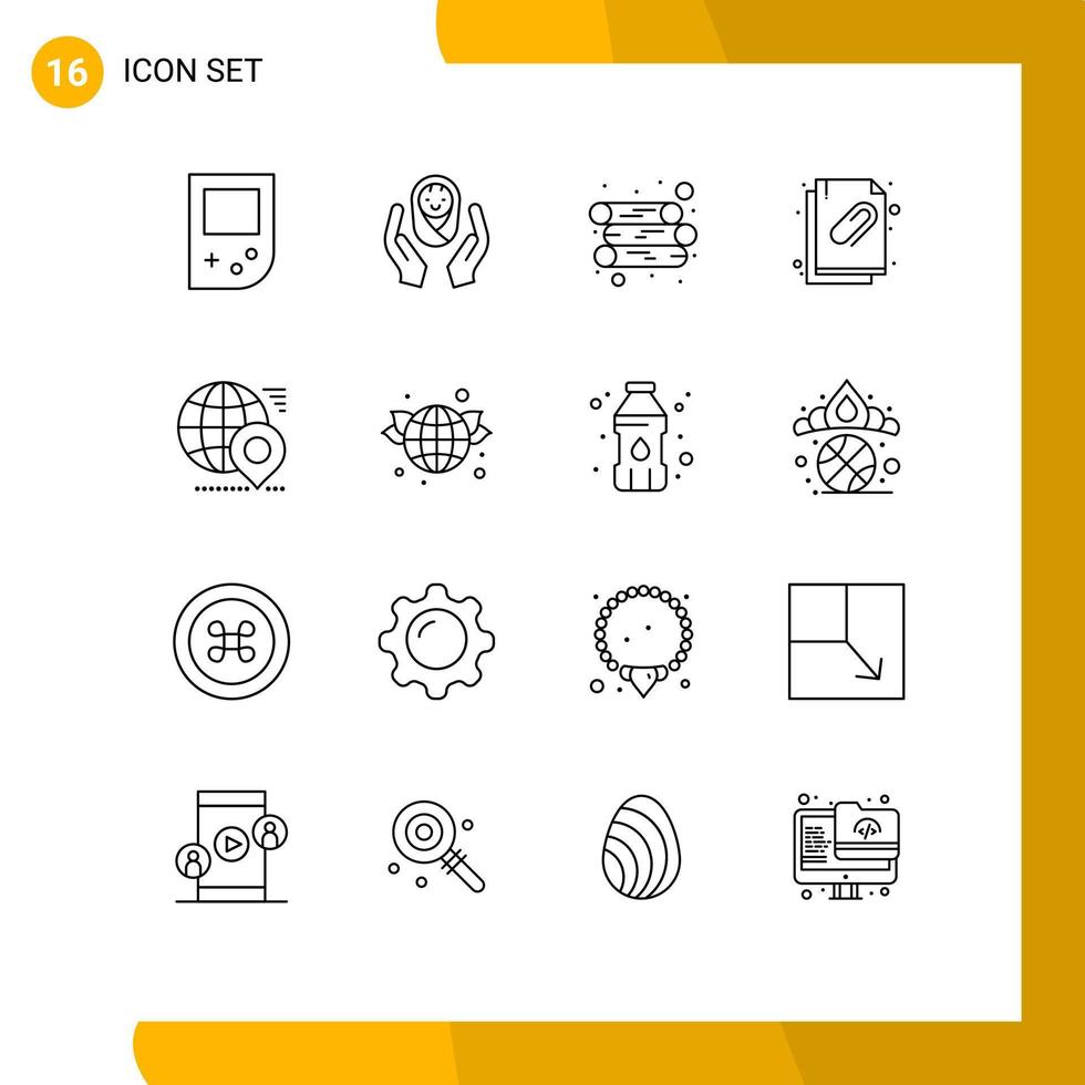 User Interface Pack Of 16 Basic Outlines Of Map Globe Energy File Attachment Editable Vector