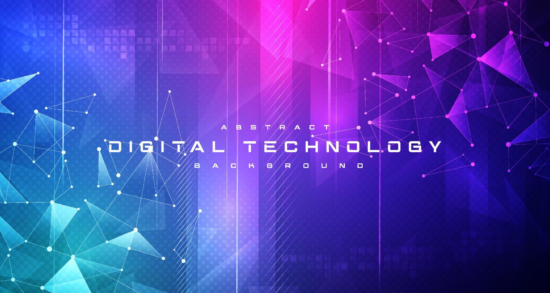 Digital technology banner blue pink background concept, cyber technology light effect, abstract ...