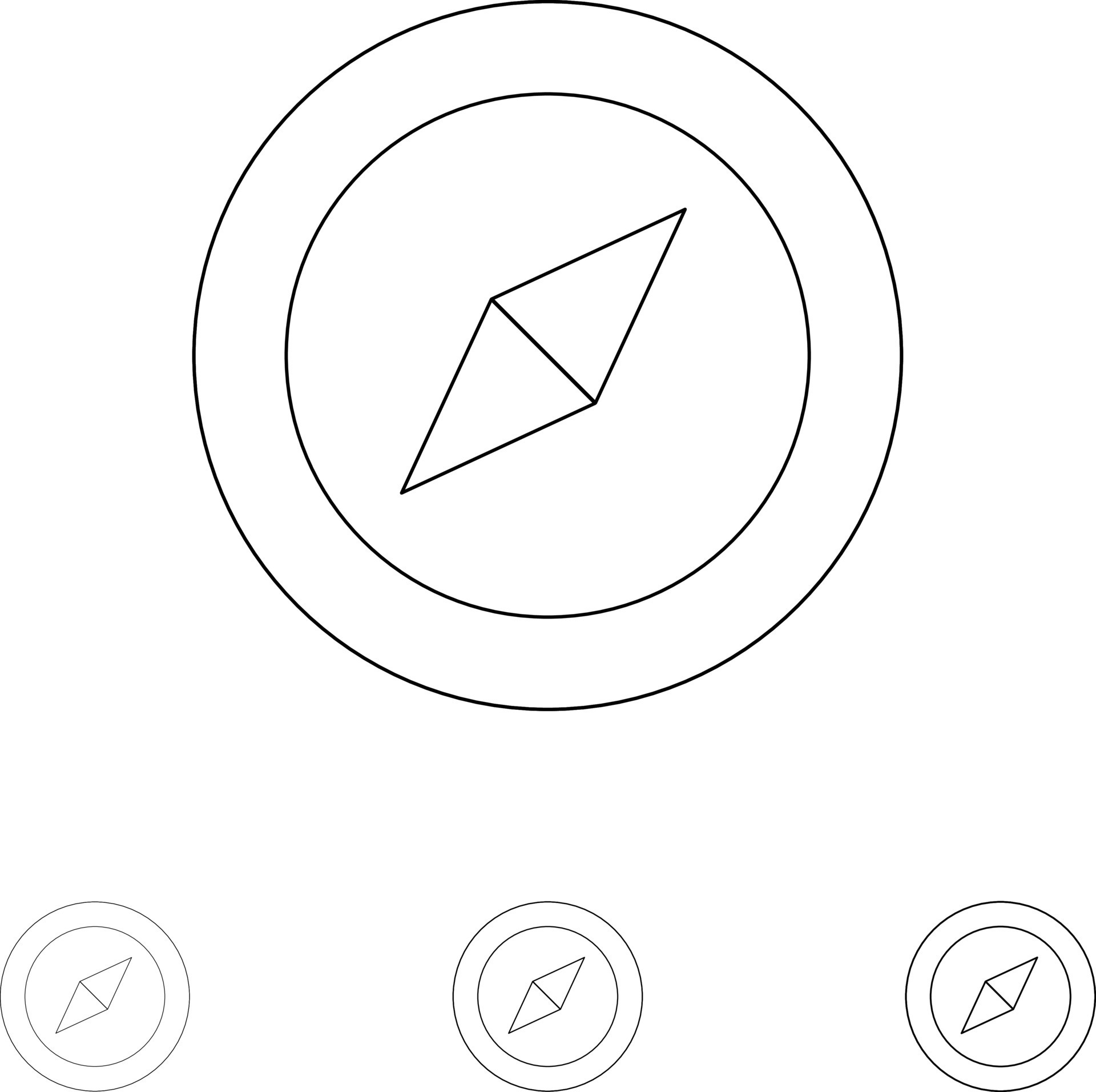 Compass Location Map Bold And Thin Black Line Icon Set 19166199 Vector Art At Vecteezy